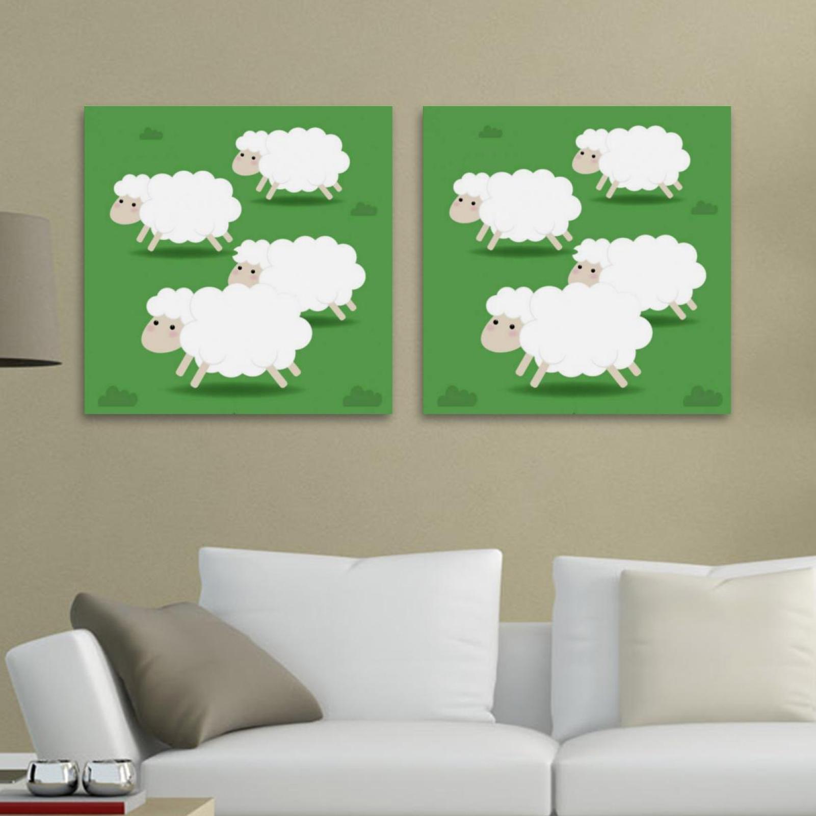 OWNSERIES Sheep Illustration Pattern 2PC Canvas Wall Art Paintings for ...