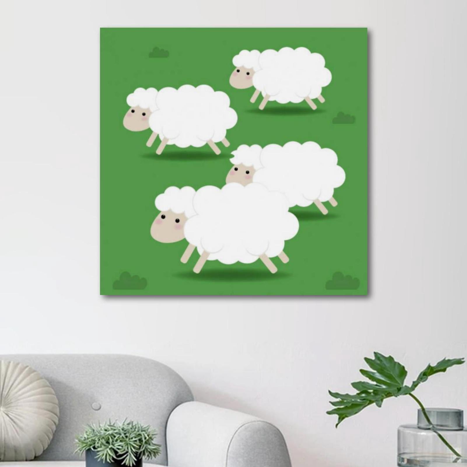 OWNSERIES Sheep Illustration Pattern Canvas Wall Art Paintings for ...
