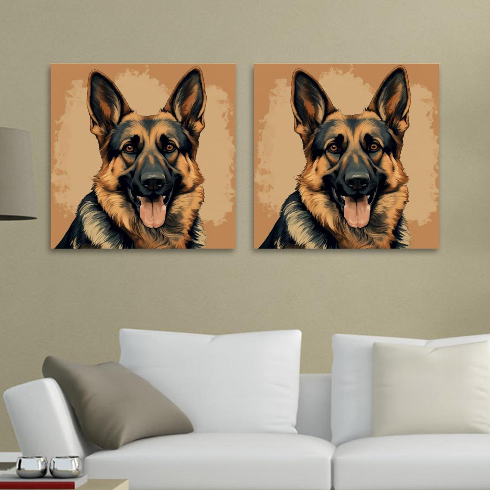 OWNSERIES Sheepdog Pattern 2PC Canvas Wall Art Paintings for Living ...