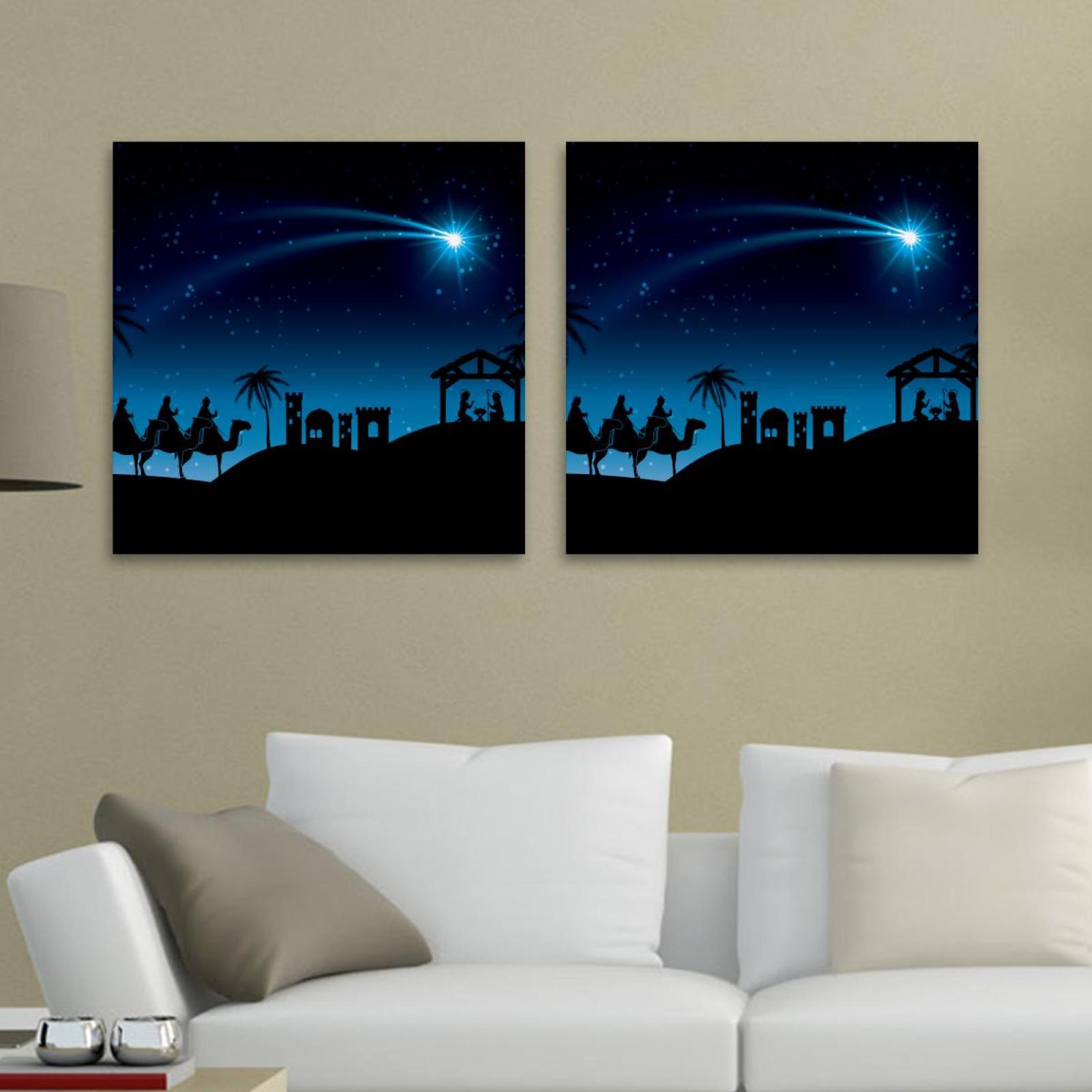 OWNSERIES Silhouette 3 Wise Kings Manger Pattern 2PC Canvas Wall Art ...