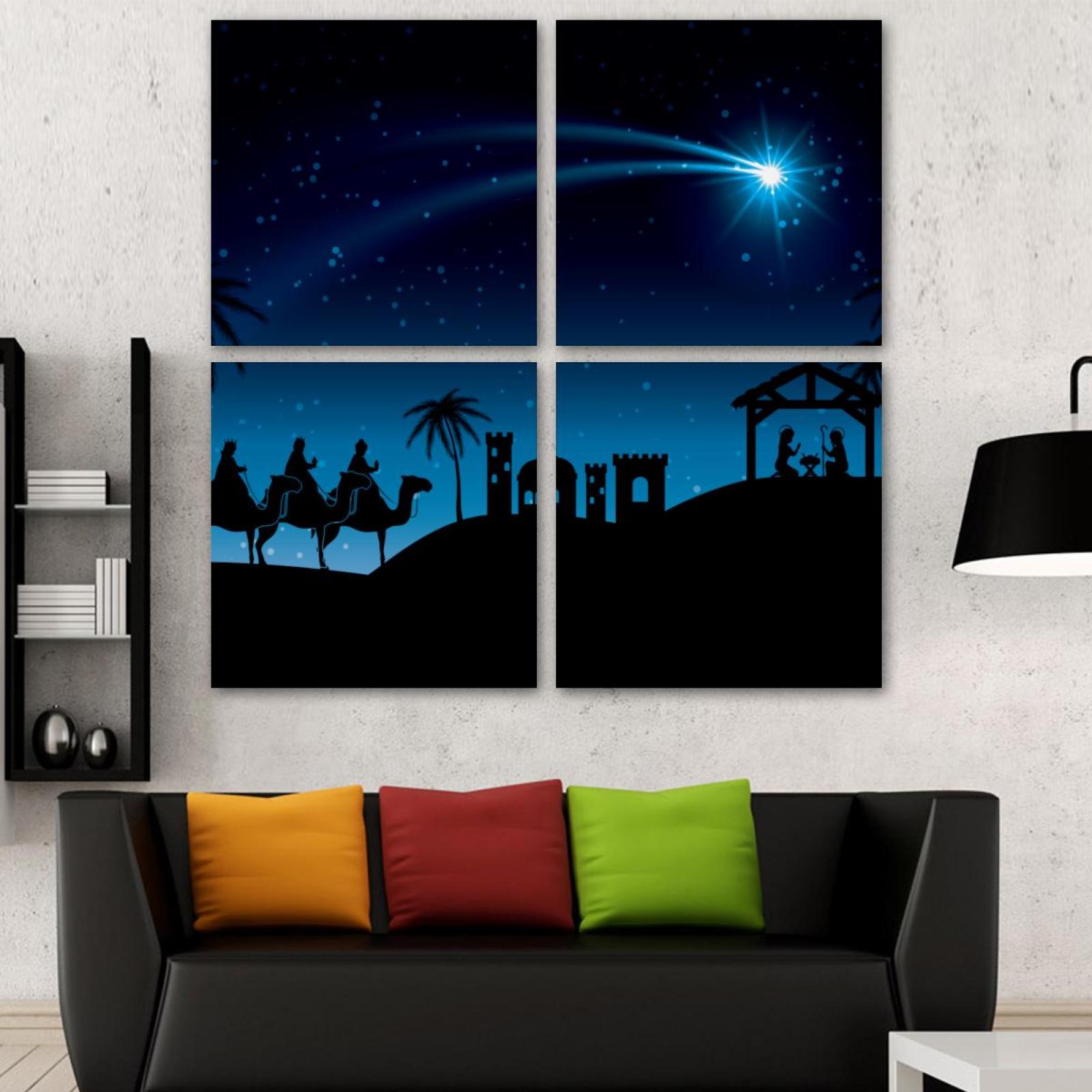 OWNSERIES Silhouette 3 Wise Kings Manger Pattern 4PC Frameless Canvas ...
