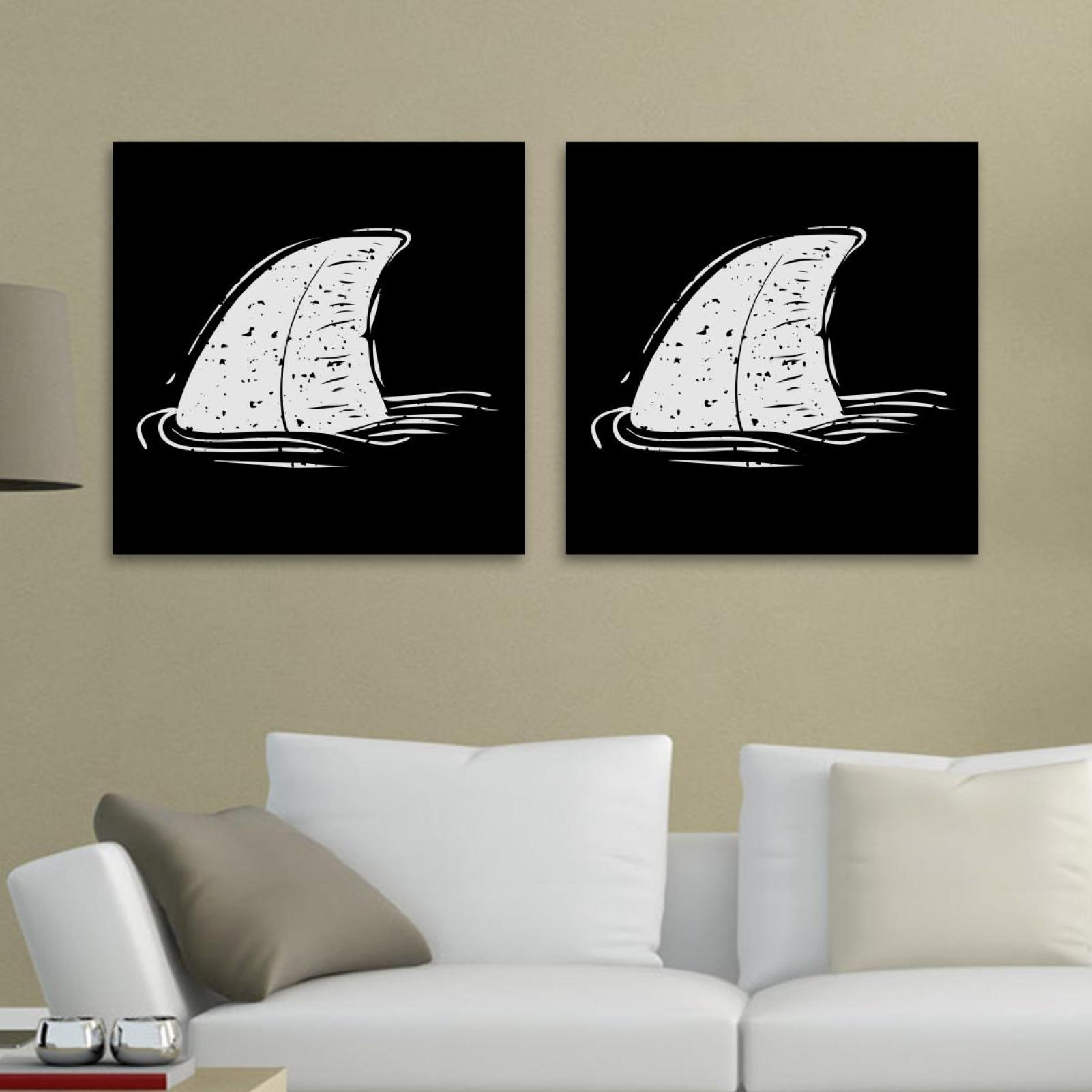 OWNSERIES Simple Black and White Sharks Fin Triangular Pattern 2PC ...