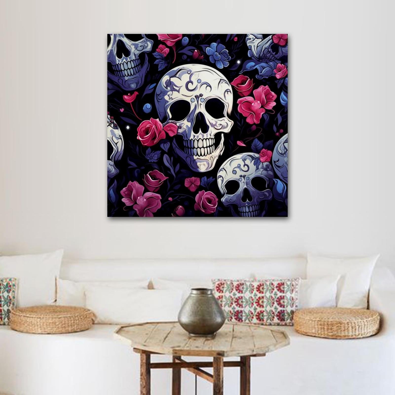 OWNSERIES Skeleton Lovers Pattern Canvas Wall Art Paintings for Living ...