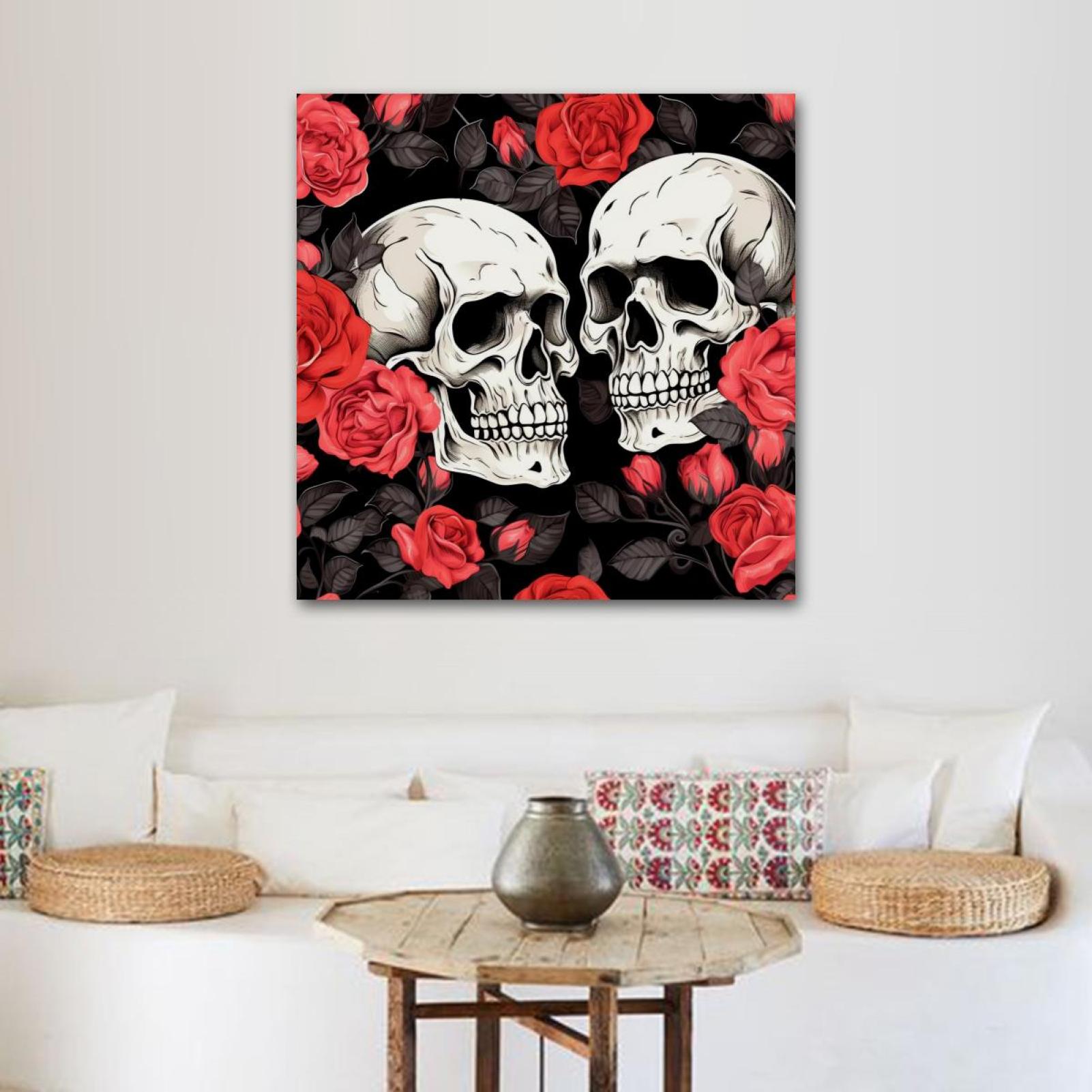 OWNSERIES Skeleton Lovers Pattern Canvas Wall Art Paintings for Living ...