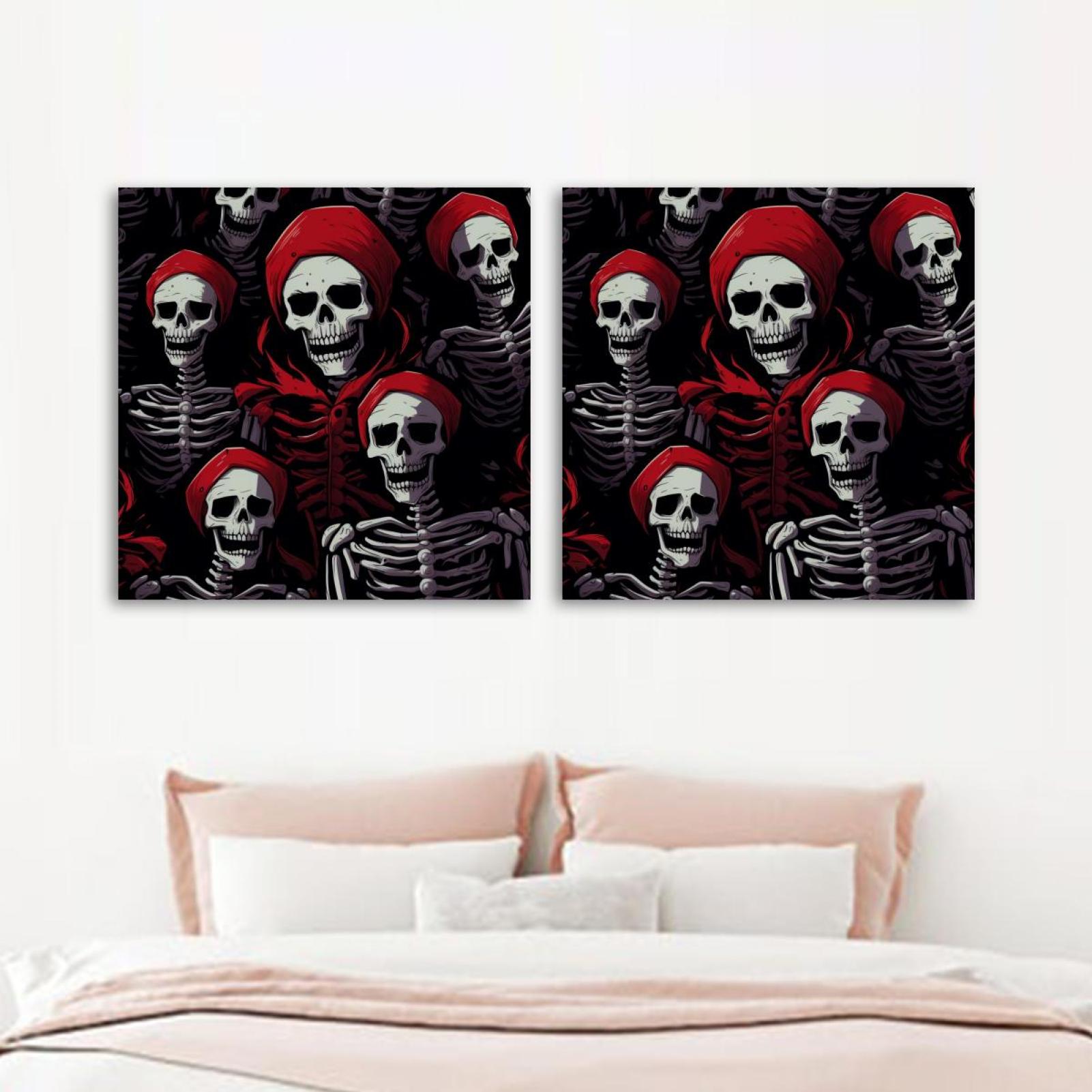 OWNSERIES Skeleton Pattern Pattern 2PC Canvas Wall Art Paintings for ...