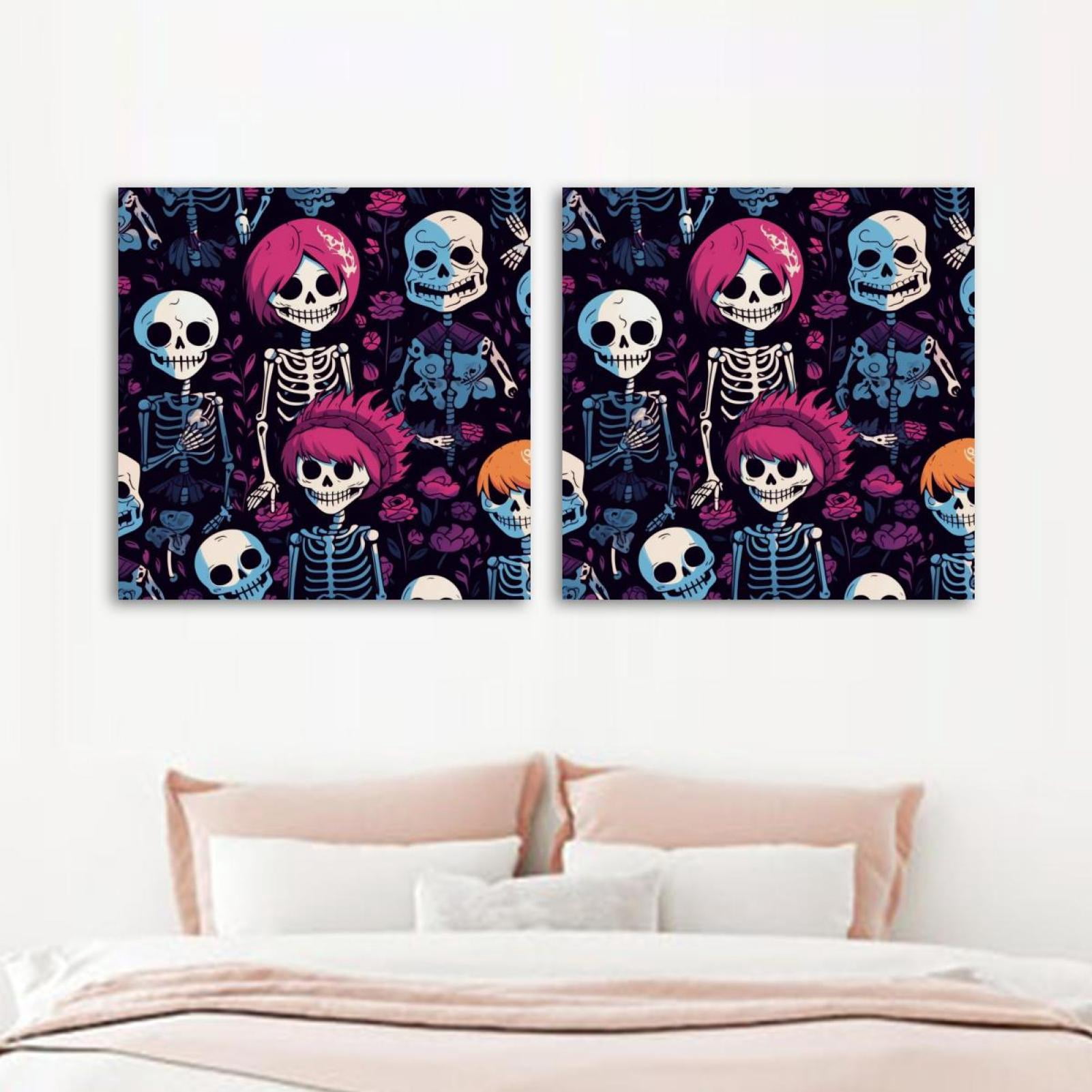 OWNSERIES Skeleton Pattern Pattern 2PC Canvas Wall Art Paintings for ...