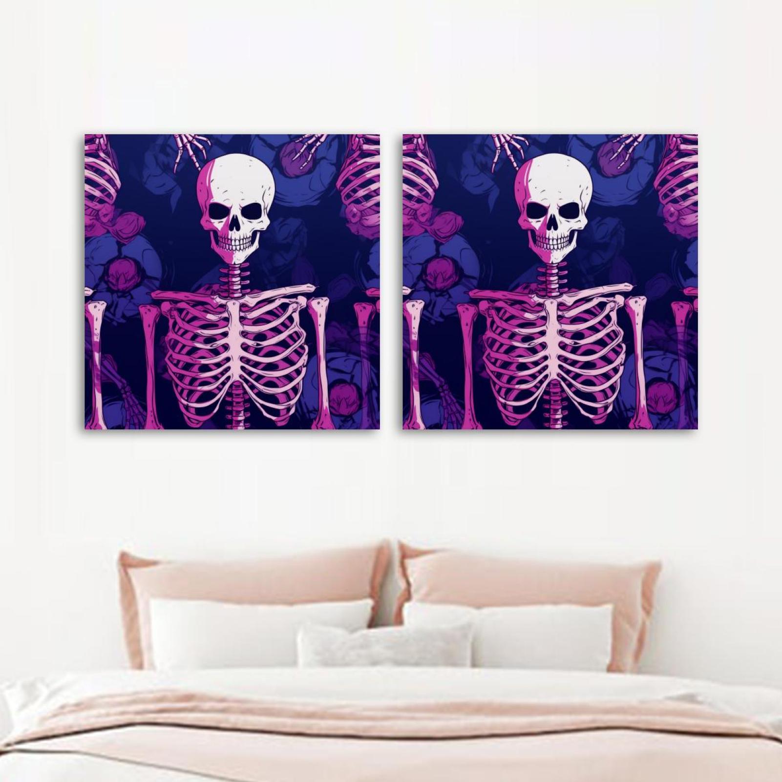 OWNSERIES Skeleton Pattern Pattern 2PC Canvas Wall Art Paintings for ...