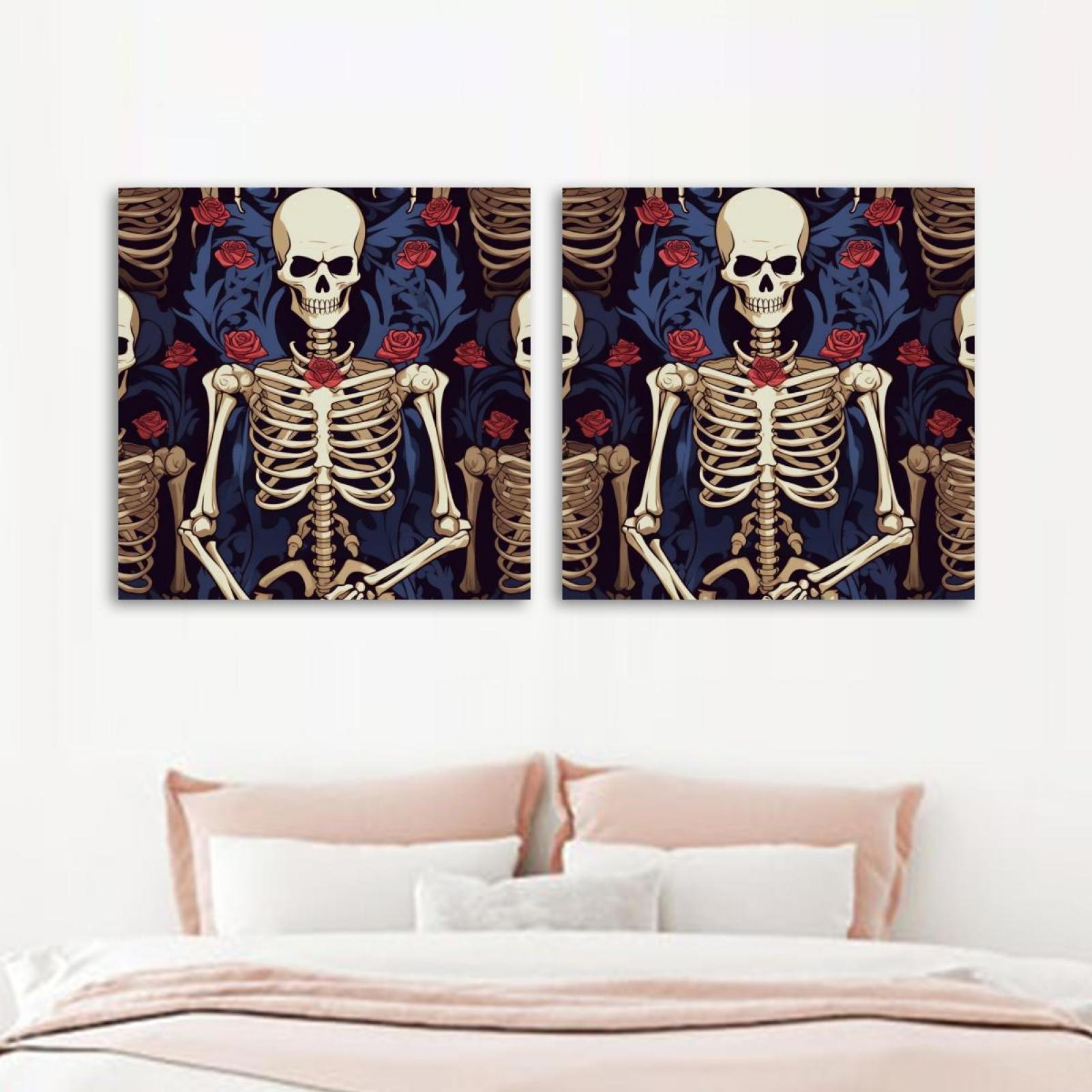 OWNSERIES Skeleton Pattern Pattern 2PC Canvas Wall Art Paintings for ...