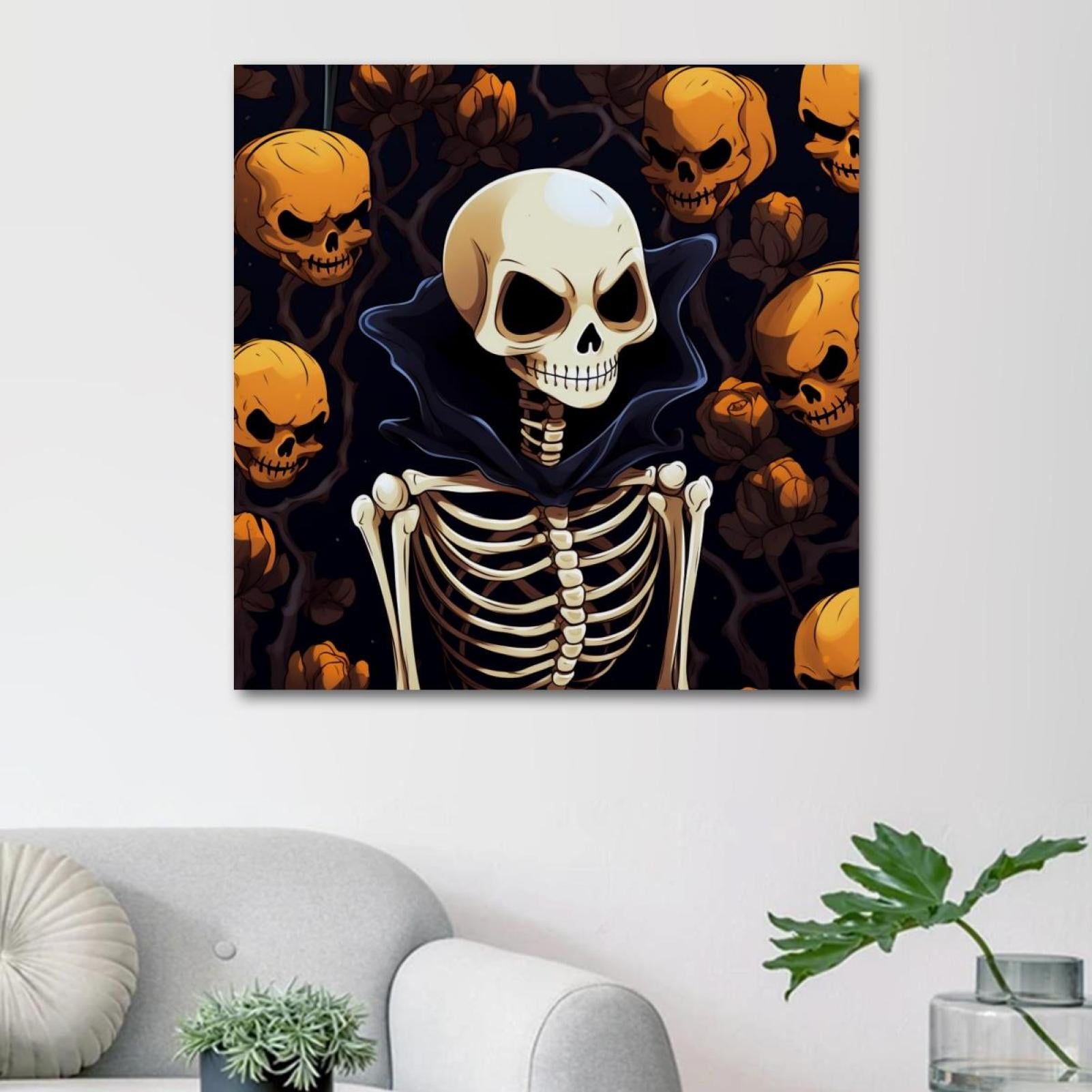 OWNSERIES Skeleton Pattern Canvas Wall Art Paintings for Living Room ...