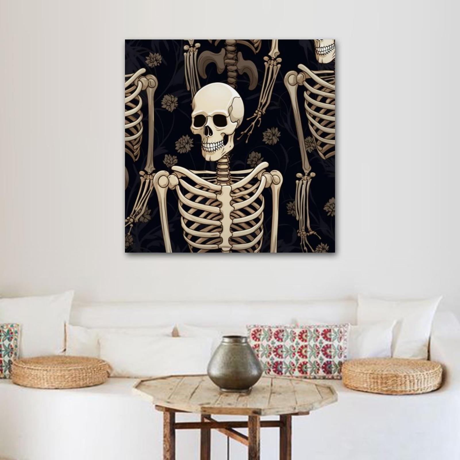 OWNSERIES Skeleton Pattern Pattern Canvas Wall Art Paintings for Living ...
