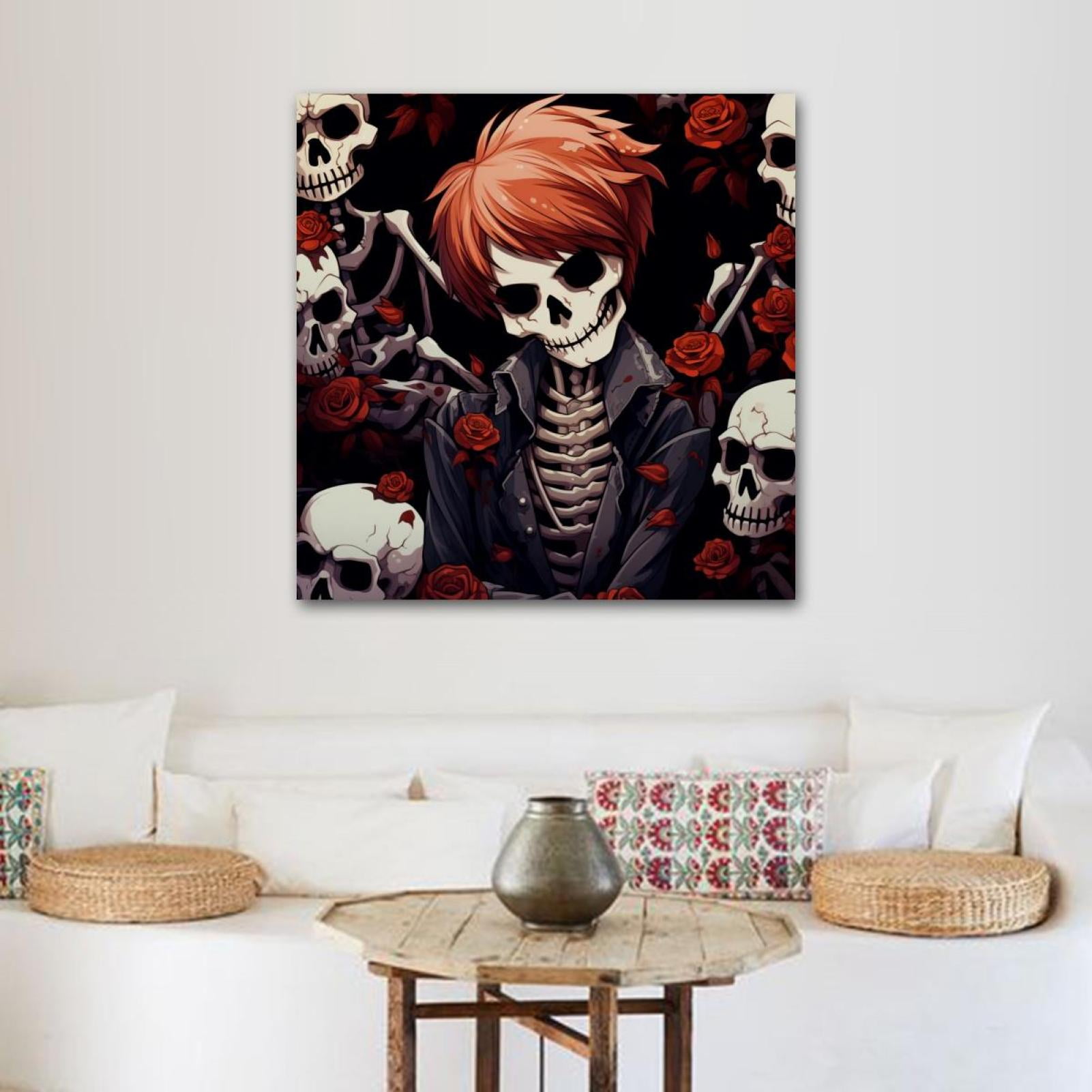 OWNSERIES Skeleton Pattern Pattern Canvas Wall Art Paintings for Living ...