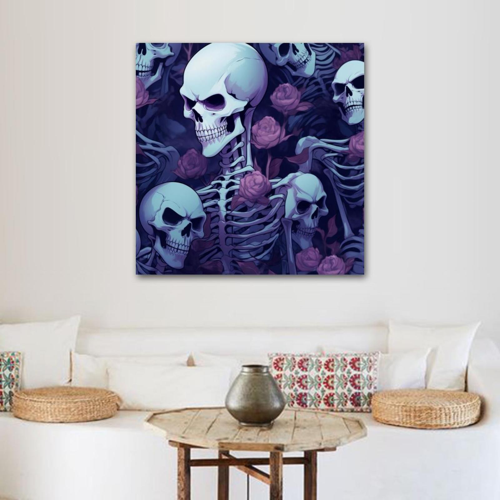 OWNSERIES Skeleton Pattern Pattern Canvas Wall Art Paintings for Living ...