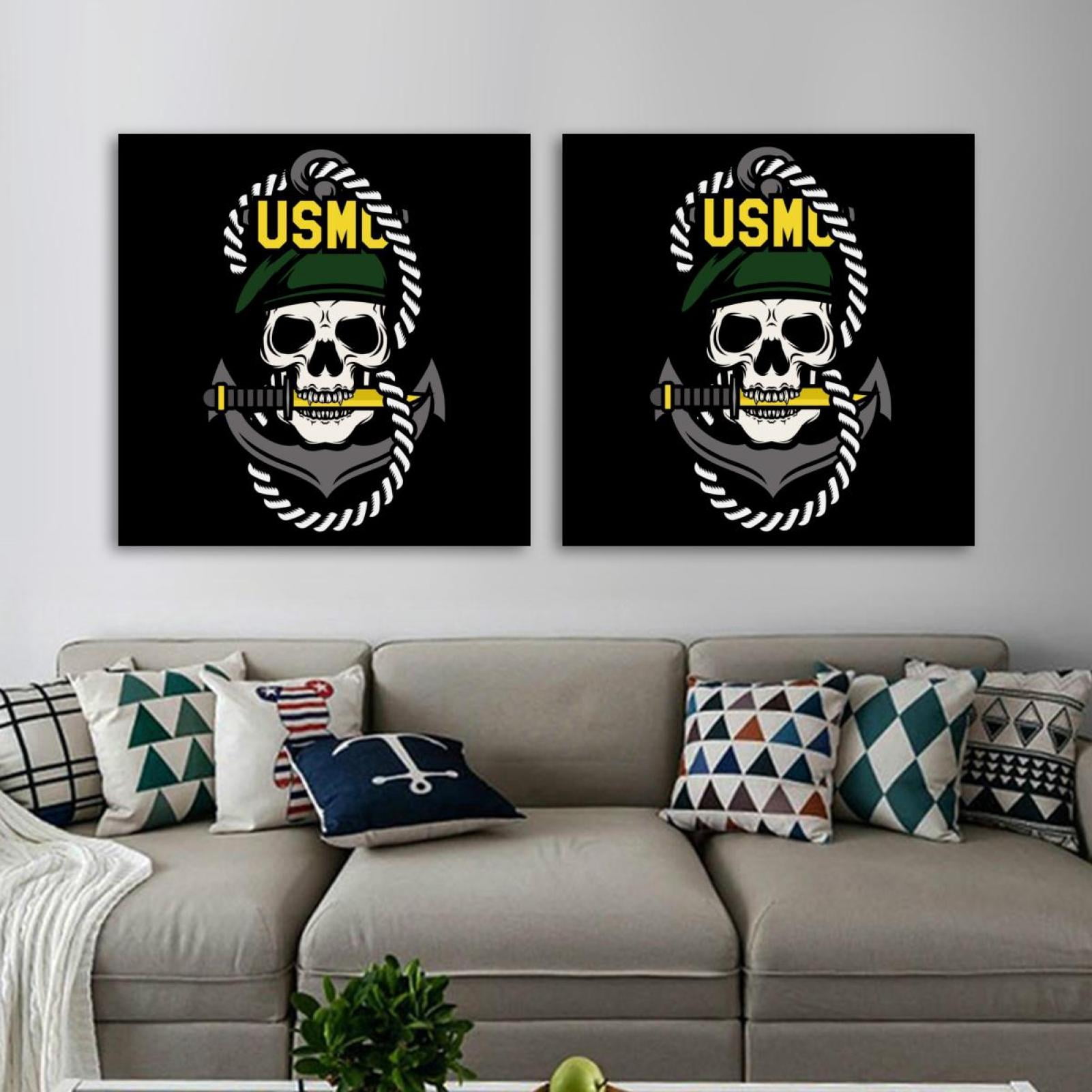 OWNSERIES Skull Anchor Pattern 2PC Canvas Wall Art Paintings for Living ...