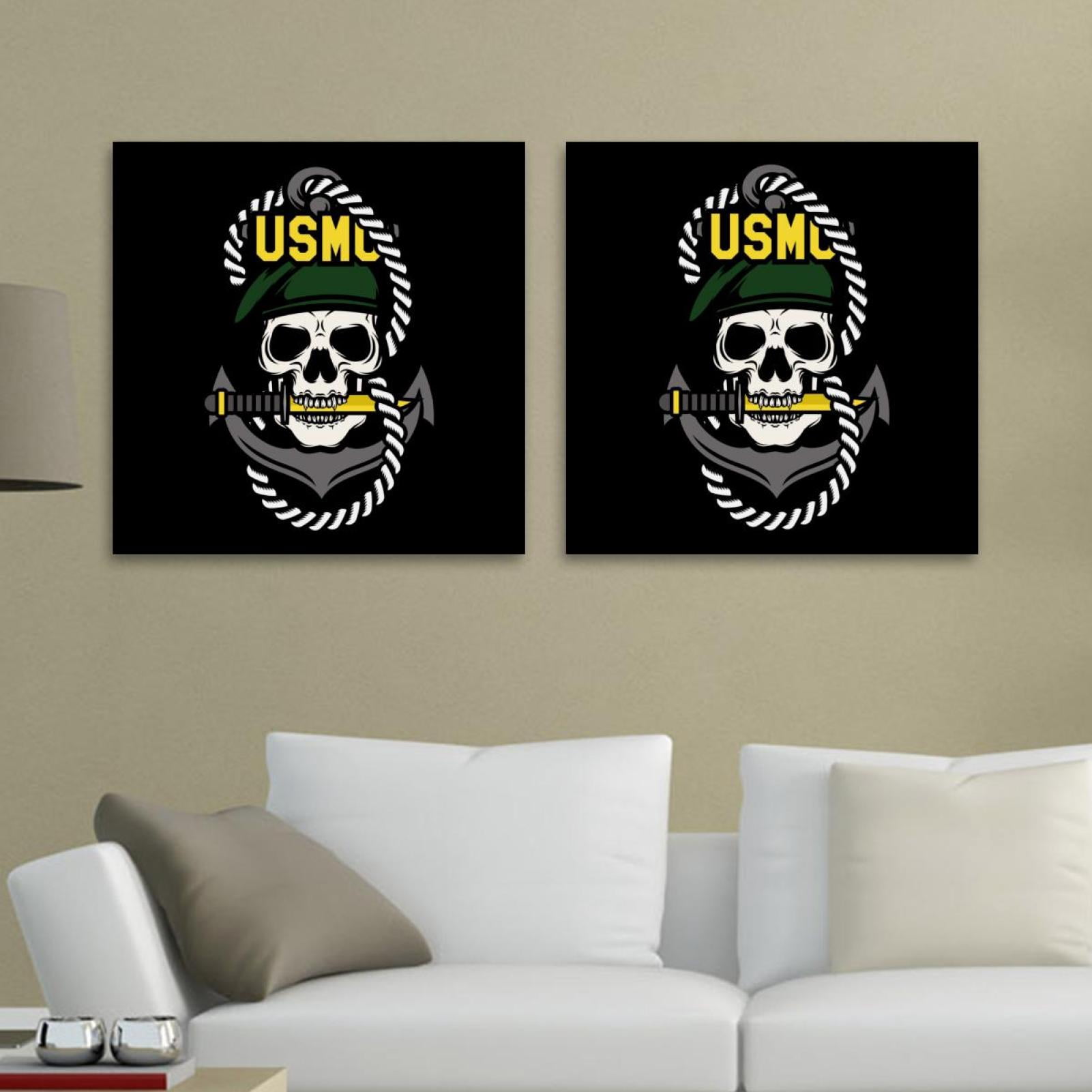 OWNSERIES Skull Anchor Pattern 2PC Canvas Wall Art Paintings for Living ...