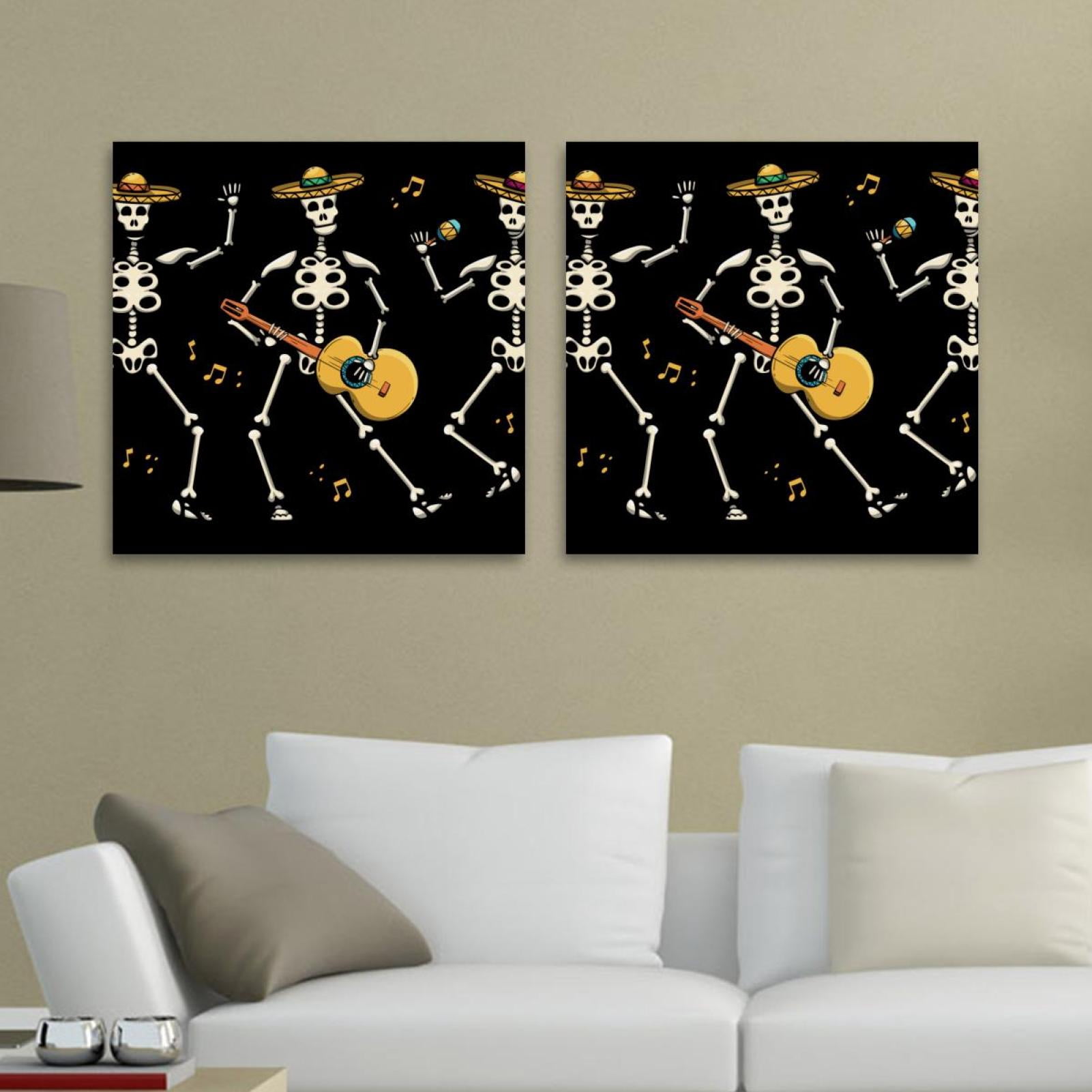 OWNSERIES Skull Black Pattern 2PC Canvas Wall Art Paintings for Living ...