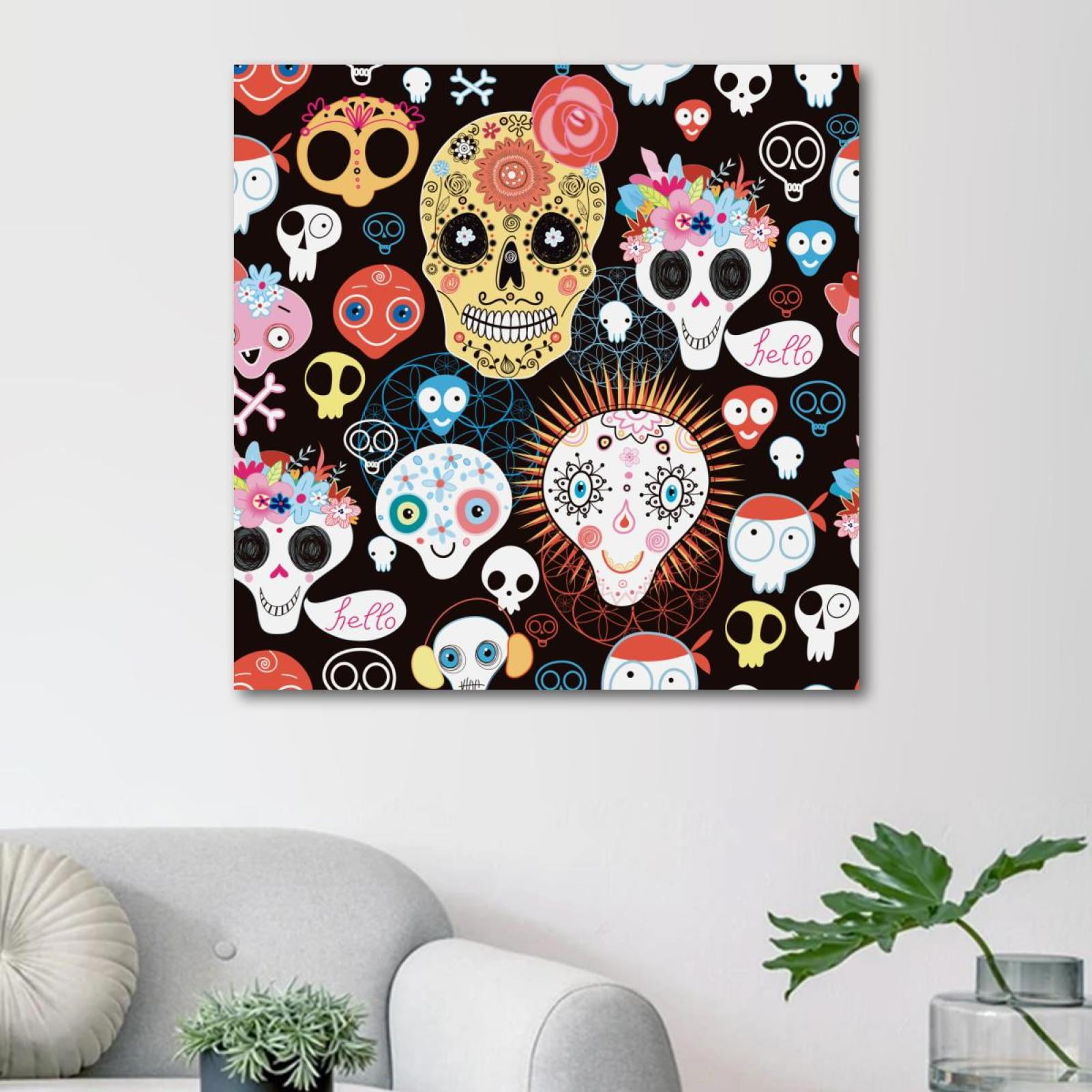 OWNSERIES Skull Bone Mexico Pattern Canvas Wall Art Paintings for ...