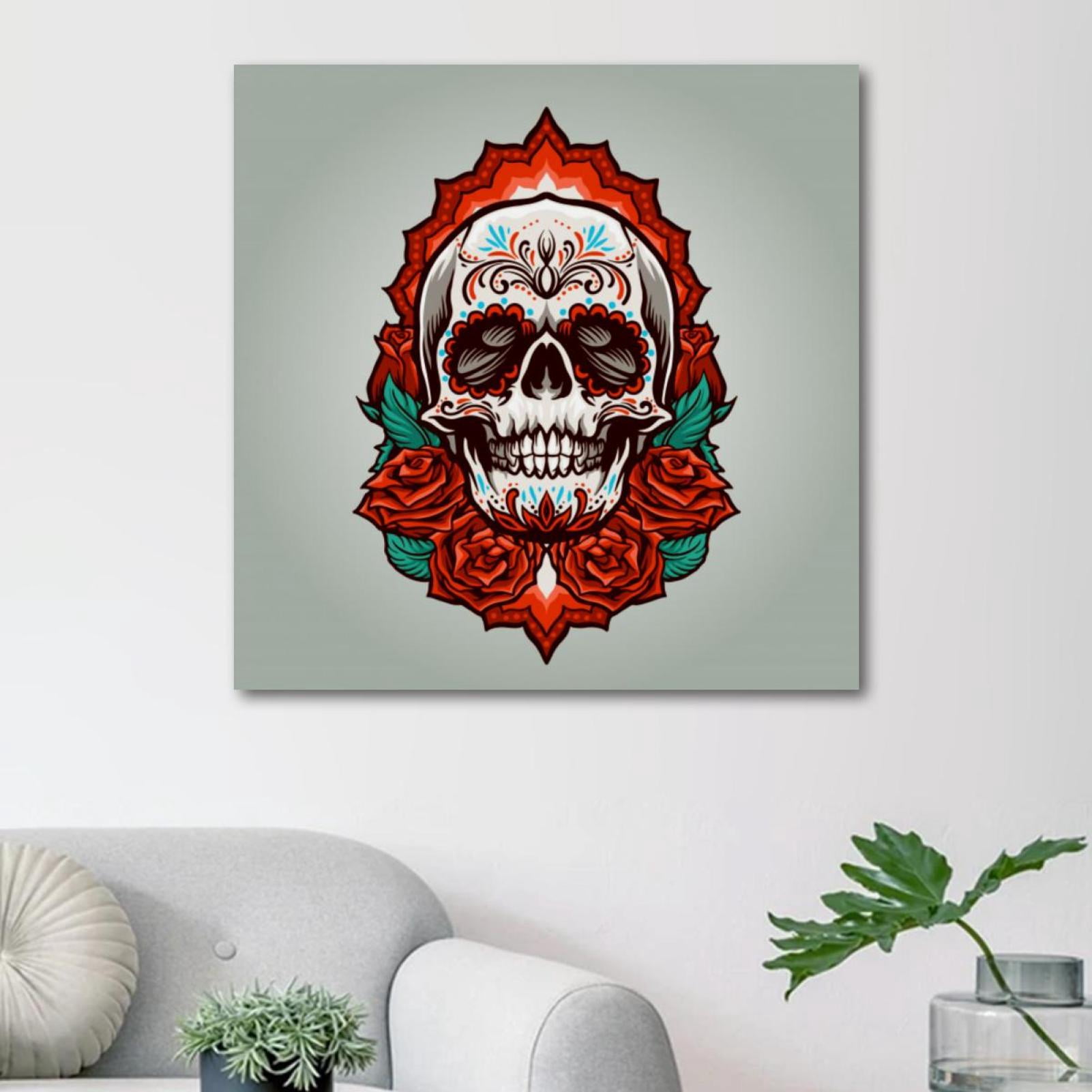 OWNSERIES Skull Illustration Pattern Canvas Wall Art Paintings for ...