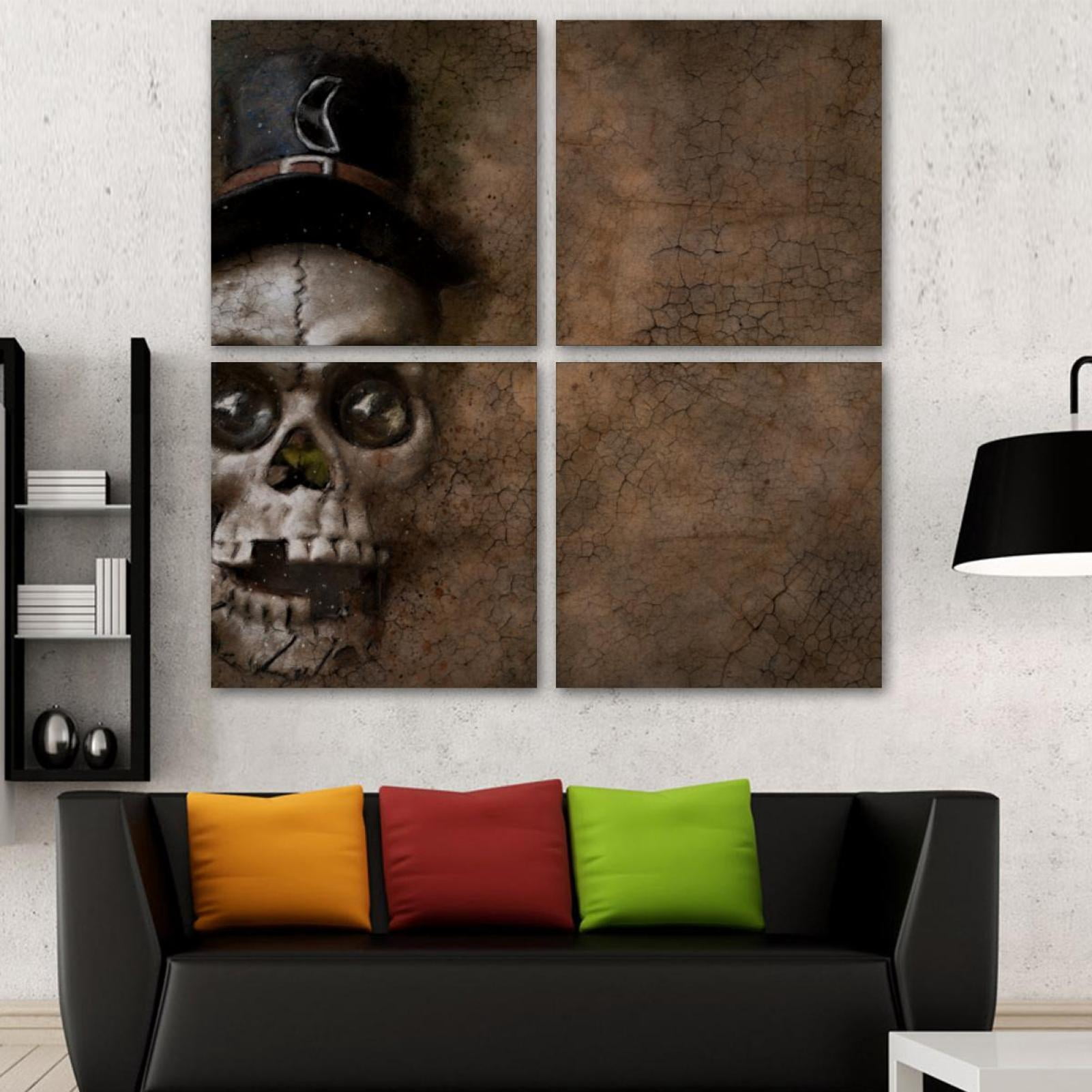 OWNSERIES Skull Pattern 4PC Frameless Canvas Wall Art Paintings for ...
