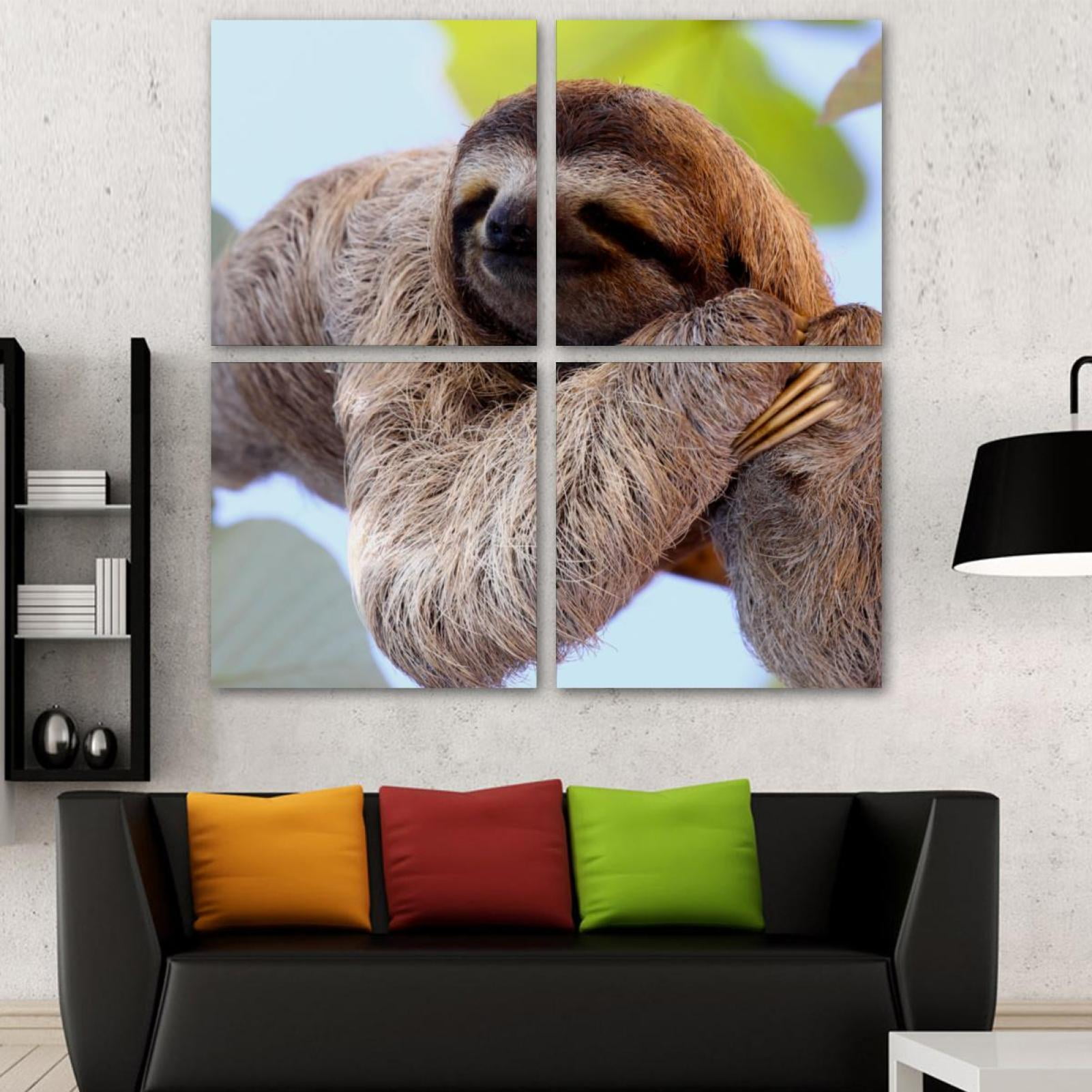 OWNSERIES Sloth Animal Pattern 4PC Frameless Canvas Wall Art Paintings ...