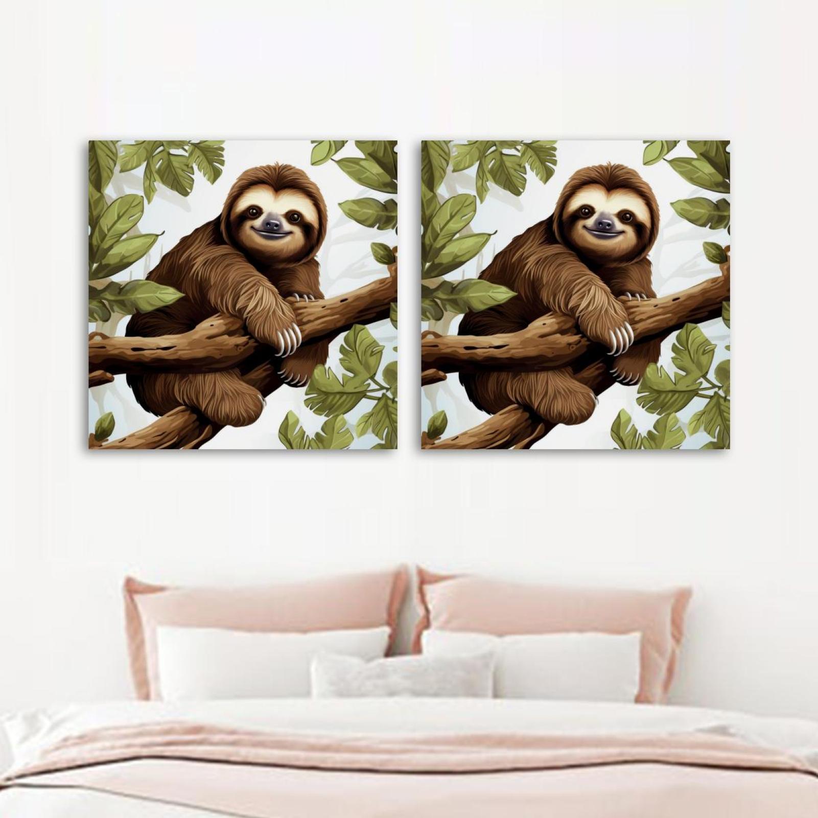 OWNSERIES Sloth Pattern Pattern 2PC Canvas Wall Art Paintings for ...