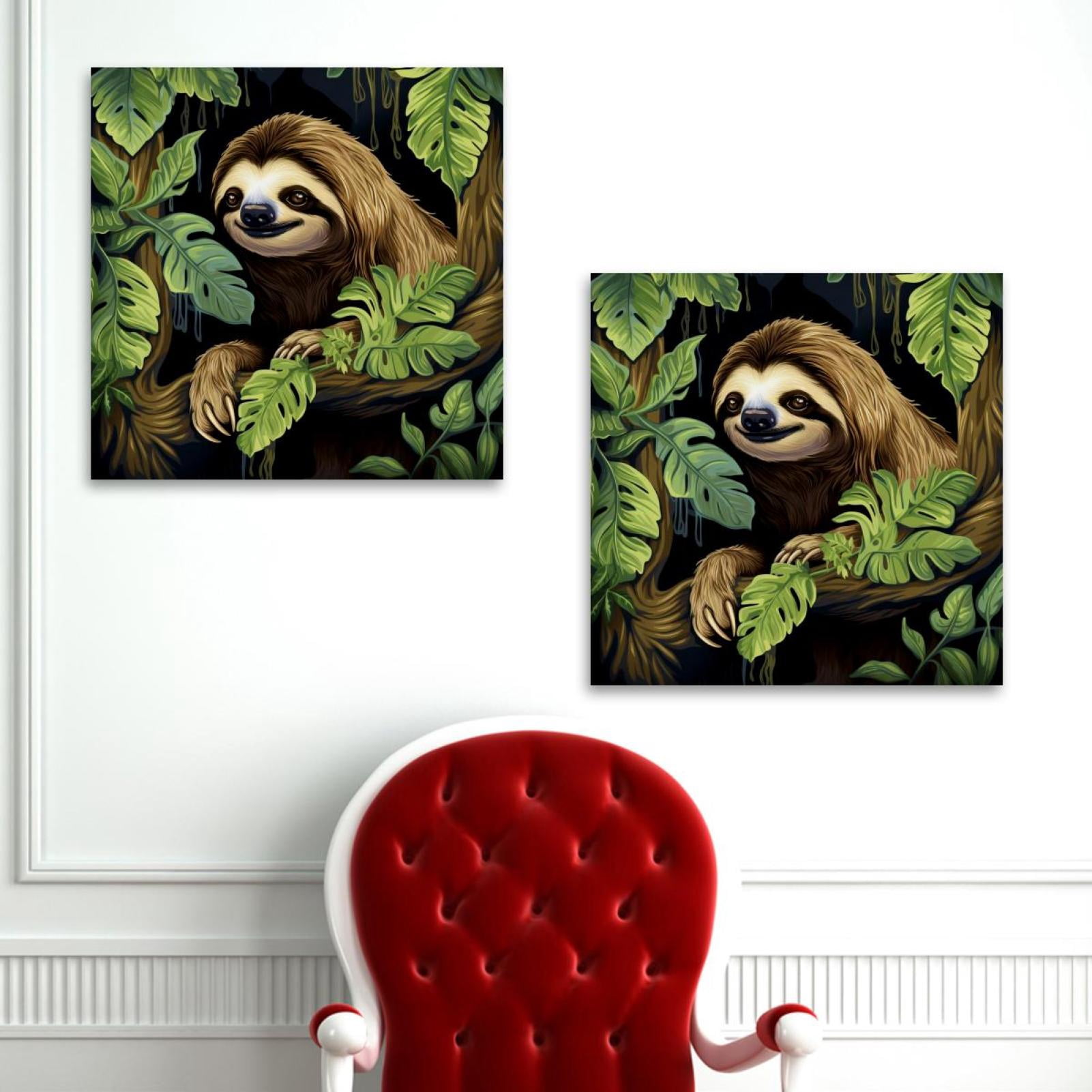 OWNSERIES Sloth Pattern 2PC Canvas Wall Art Paintings for Living Room ...