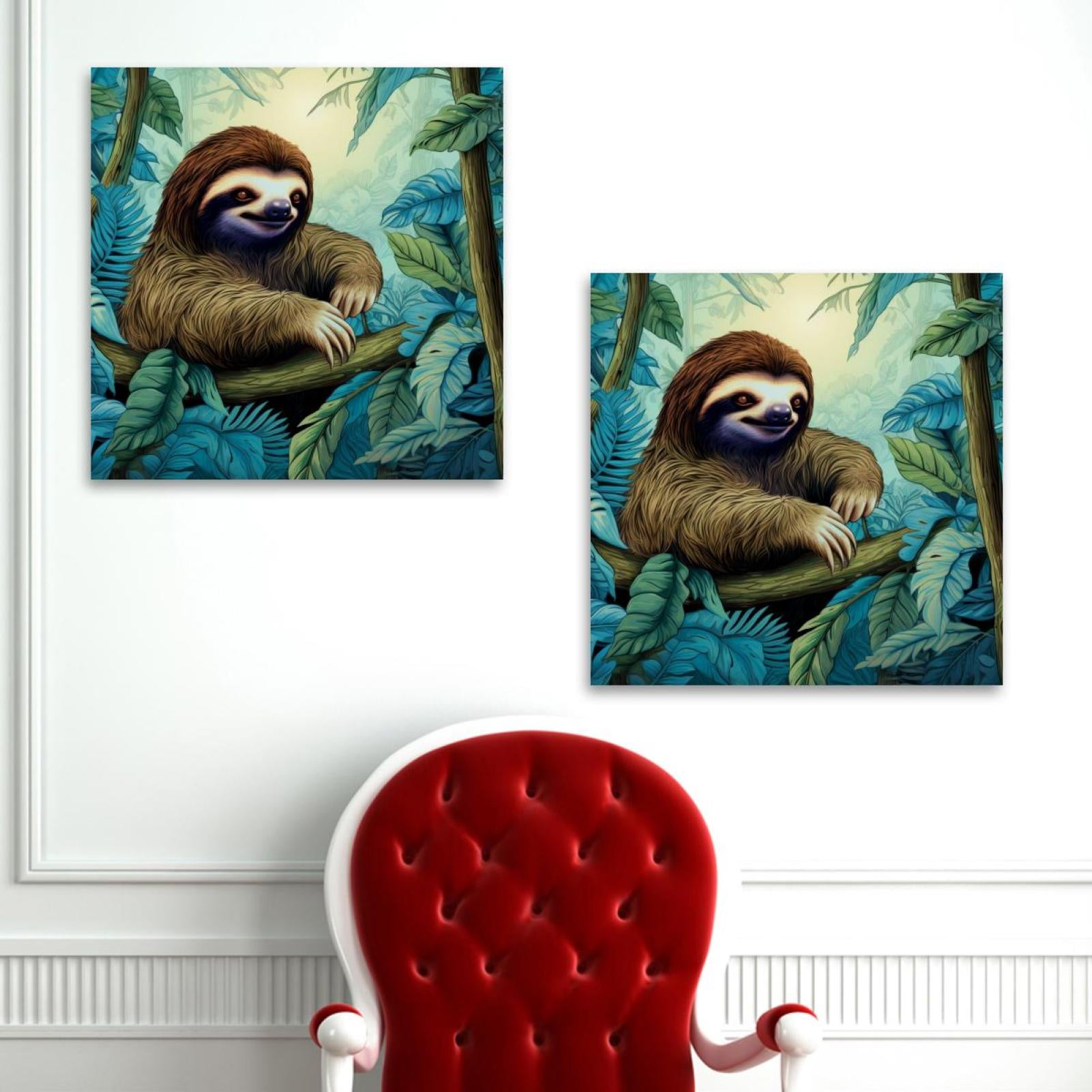 OWNSERIES Sloth Pattern 2PC Canvas Wall Art Paintings for Living Room ...