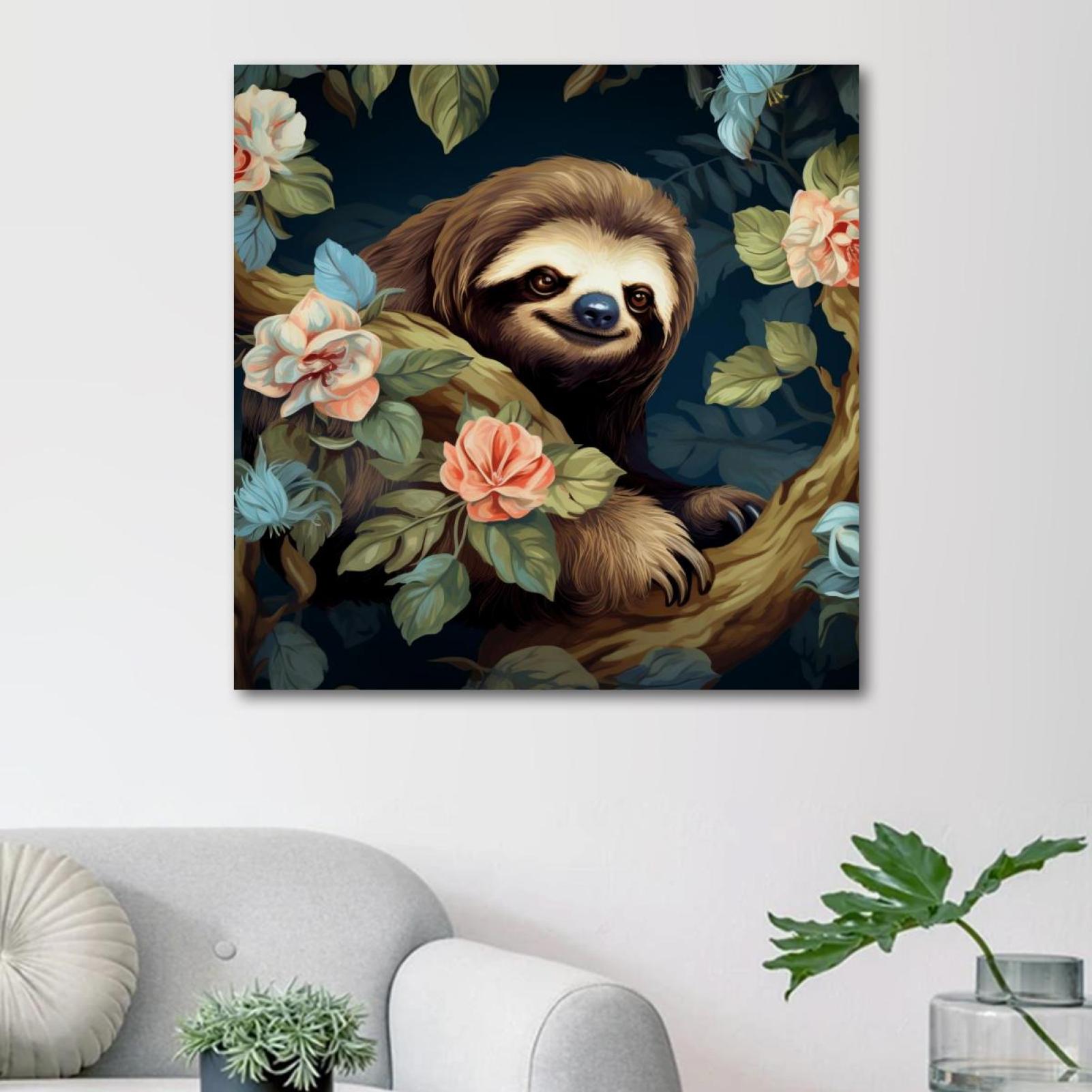 OWNSERIES Sloth Pattern Canvas Wall Art Paintings for Living Room ...