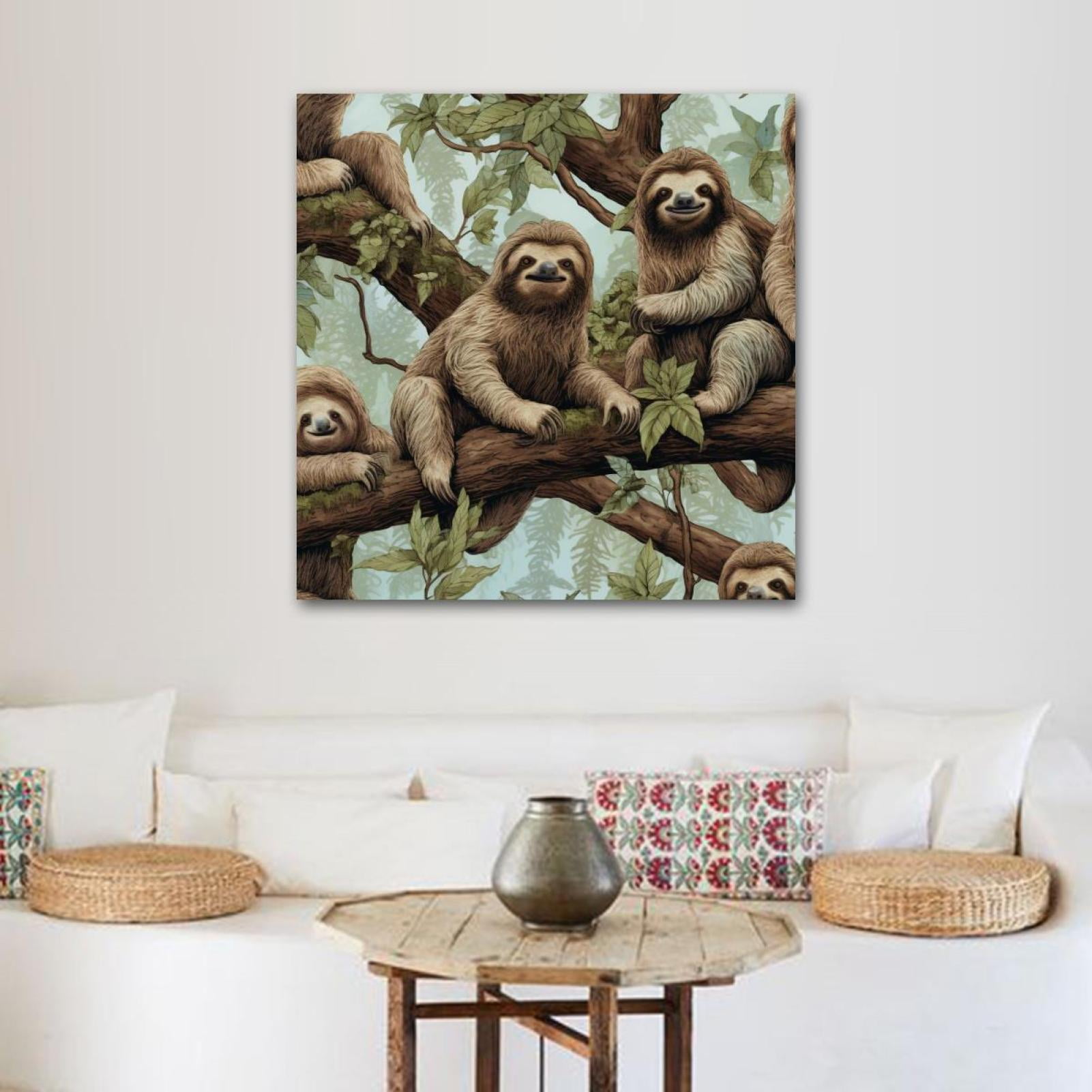 OWNSERIES Sloth Pattern Pattern Canvas Wall Art Paintings for Living ...