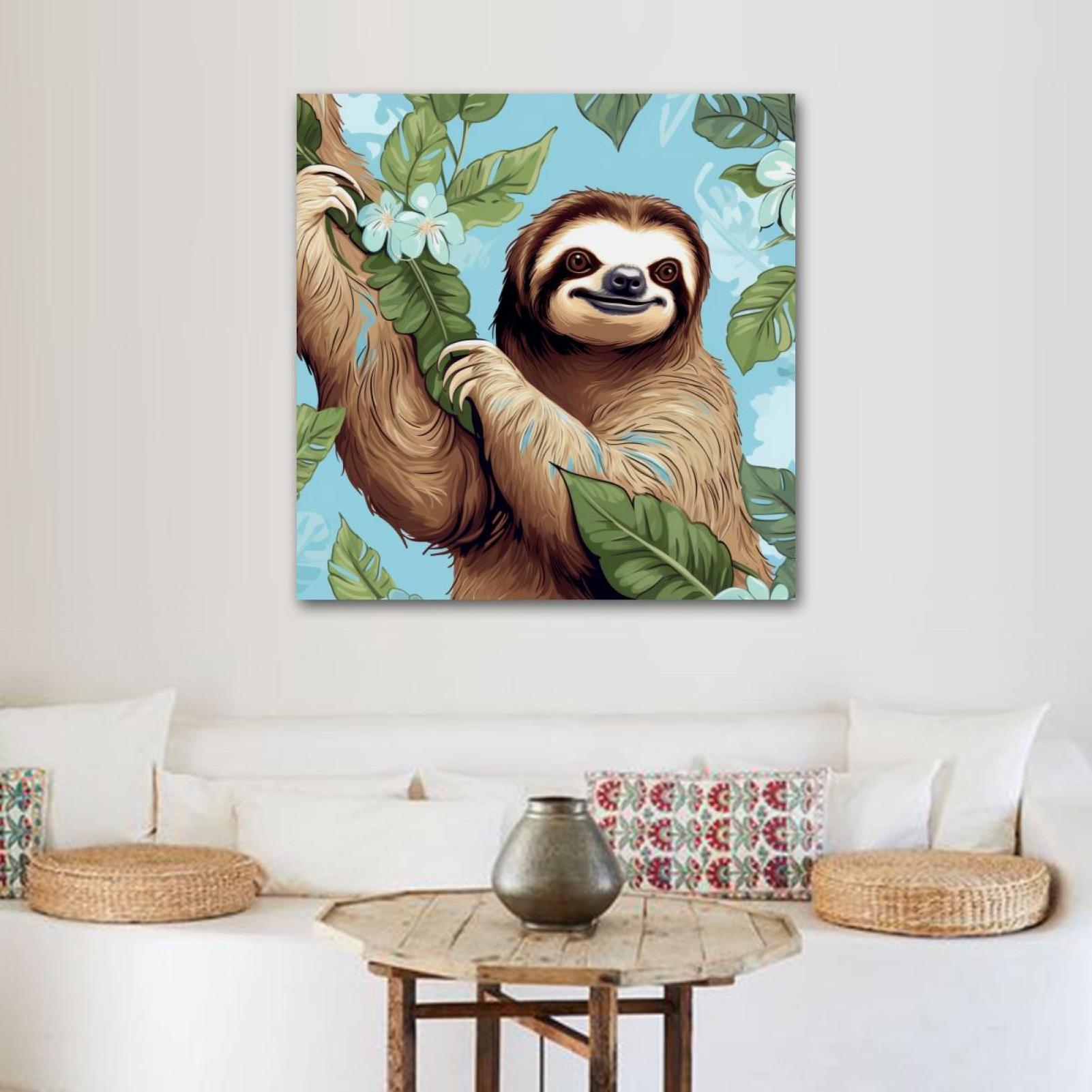 OWNSERIES Sloth Pattern Pattern Canvas Wall Art Paintings for Living ...