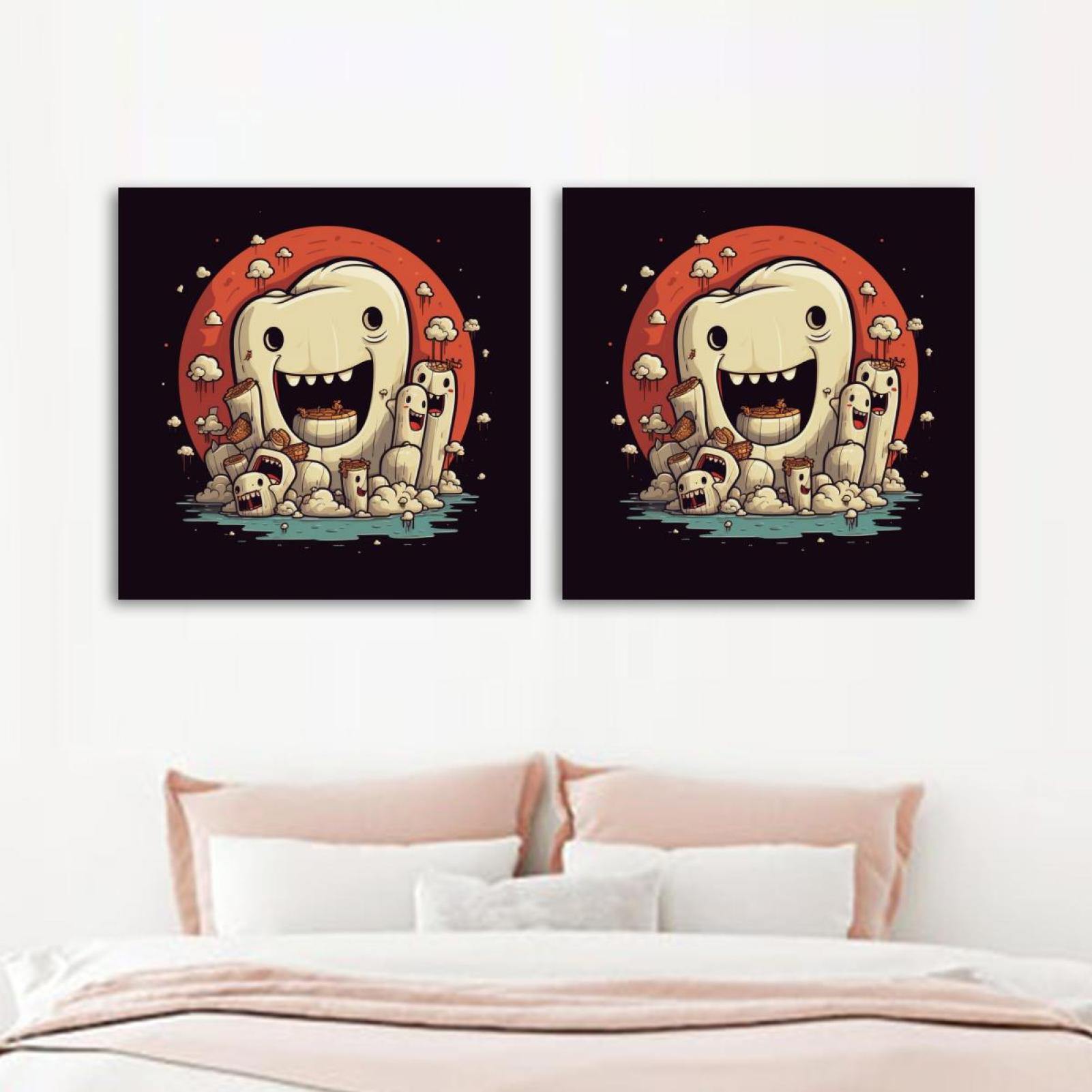 OWNSERIES Small Teeth Pattern 2PC Canvas Wall Art Paintings for Living ...
