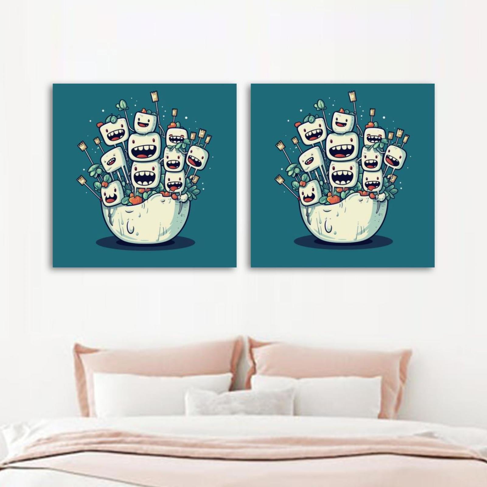 OWNSERIES Small Teeth Pattern 2PC Canvas Wall Art Paintings for Living ...