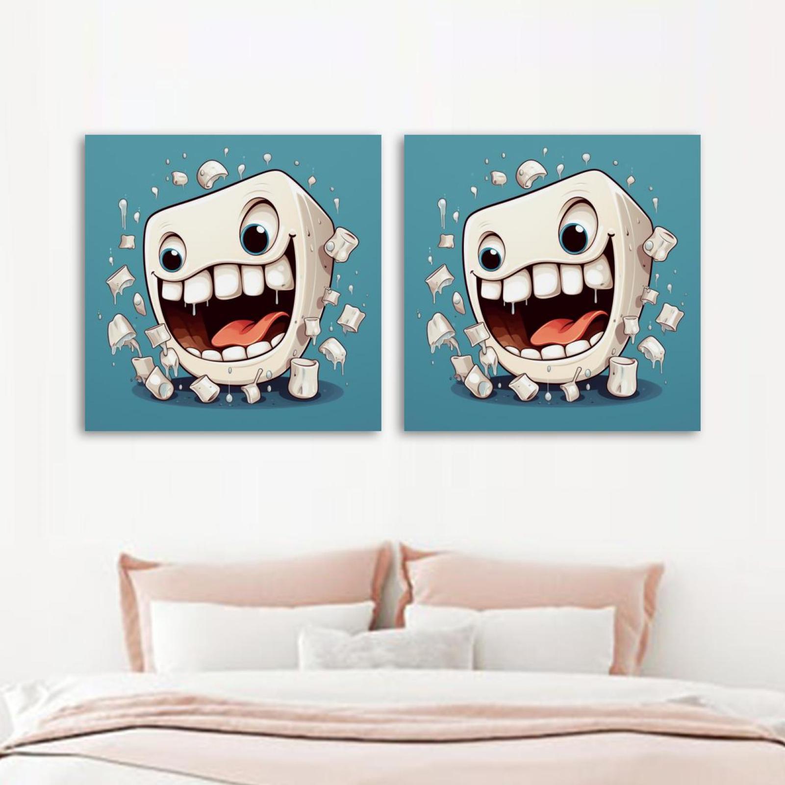 OWNSERIES Small Teeth Pattern 2PC Canvas Wall Art Paintings for Living ...