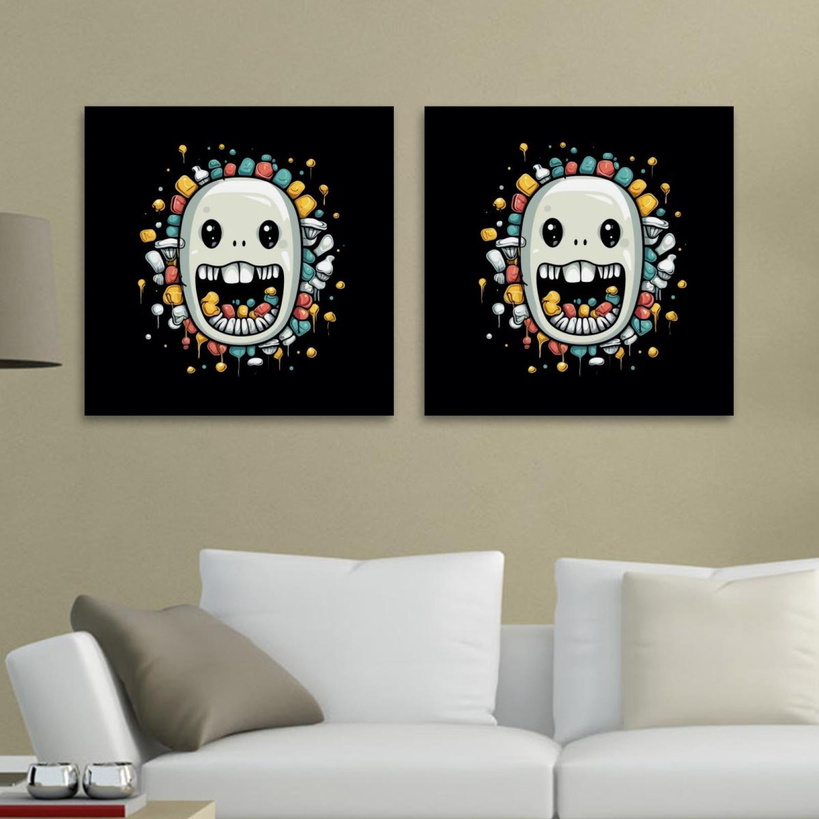 OWNSERIES Small Teeth Pattern 2PC Canvas Wall Art Paintings for Living ...