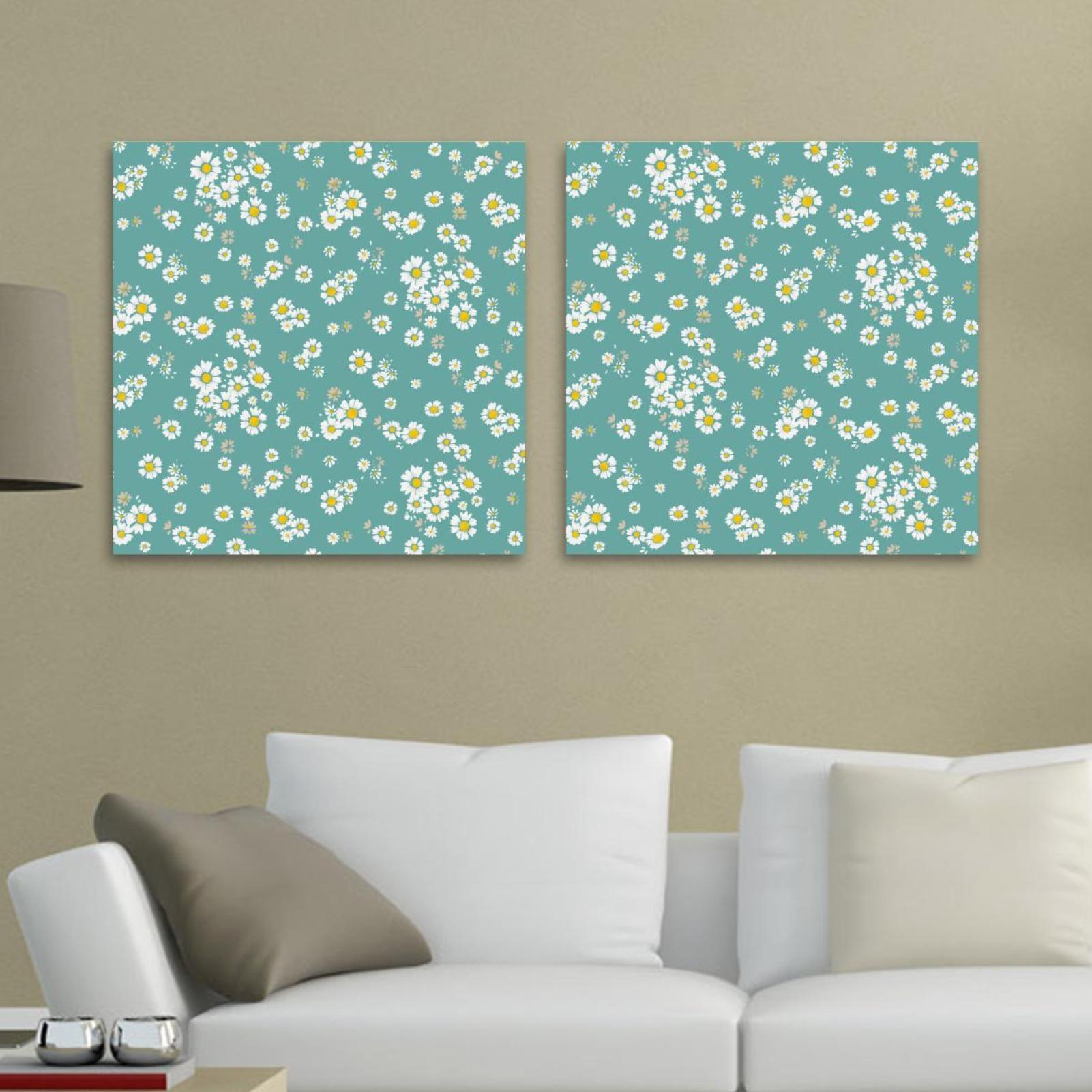 OWNSERIES Small White Partysu Daisy Pattern 2PC Canvas Wall Art ...