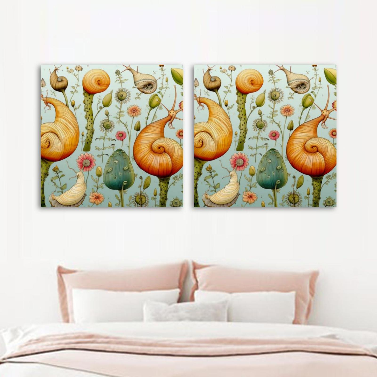 OWNSERIES Snails Pattern Pattern 2PC Canvas Wall Art Paintings for ...