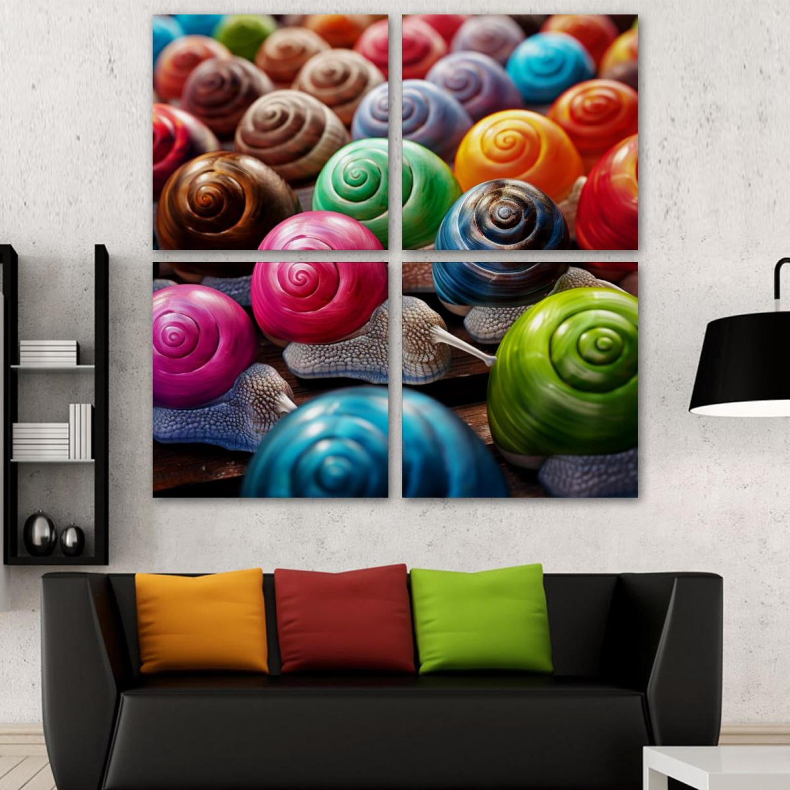 OWNSERIES Snails Pattern Pattern 4PC Frameless Canvas Wall Art ...