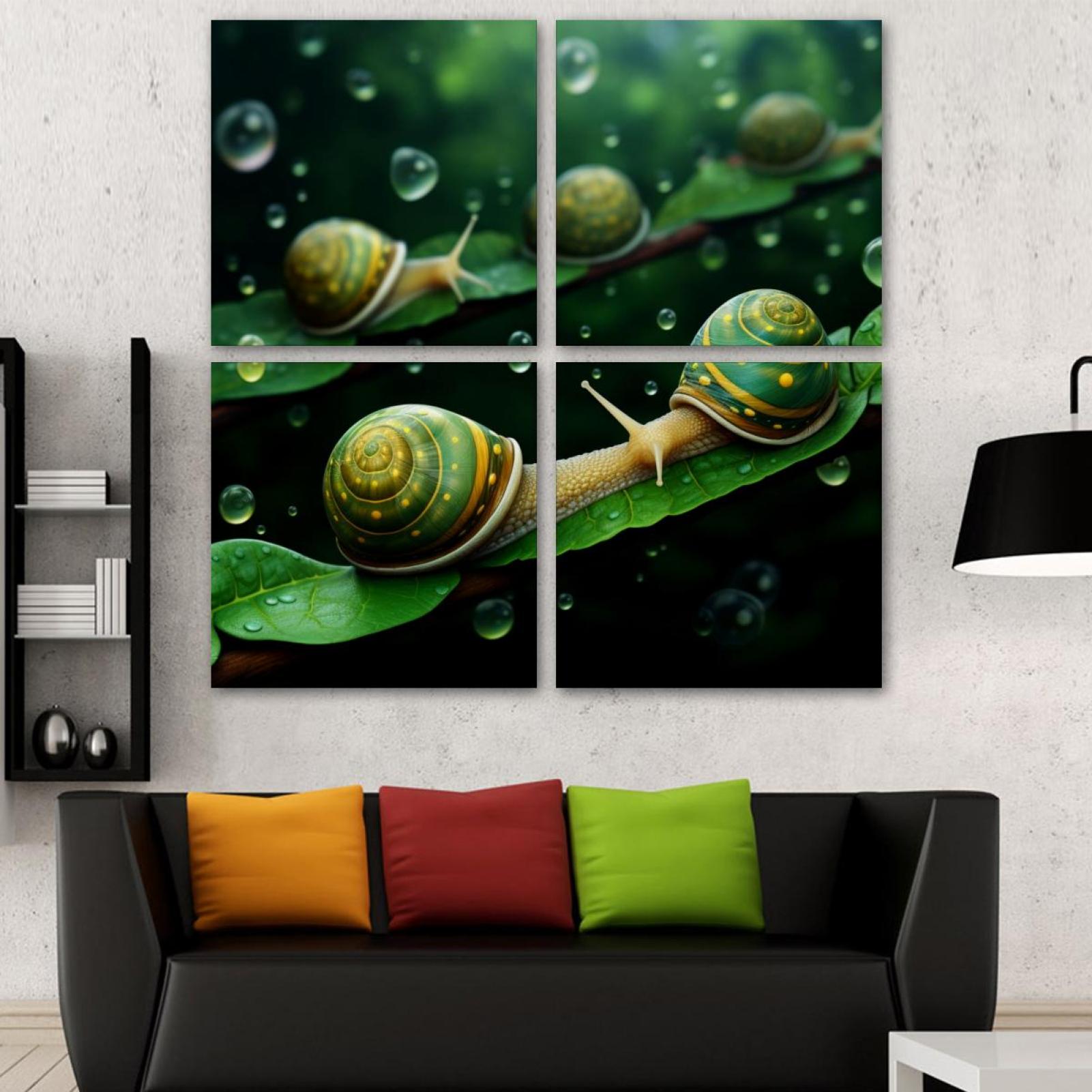 OWNSERIES Snails Pattern Pattern 4PC Frameless Canvas Wall Art ...