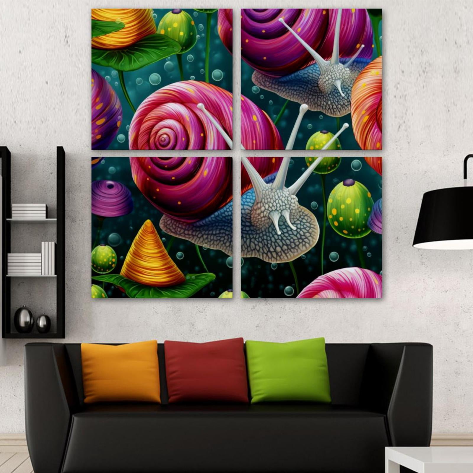 OWNSERIES Snails Pattern Pattern 4PC Frameless Canvas Wall Art ...