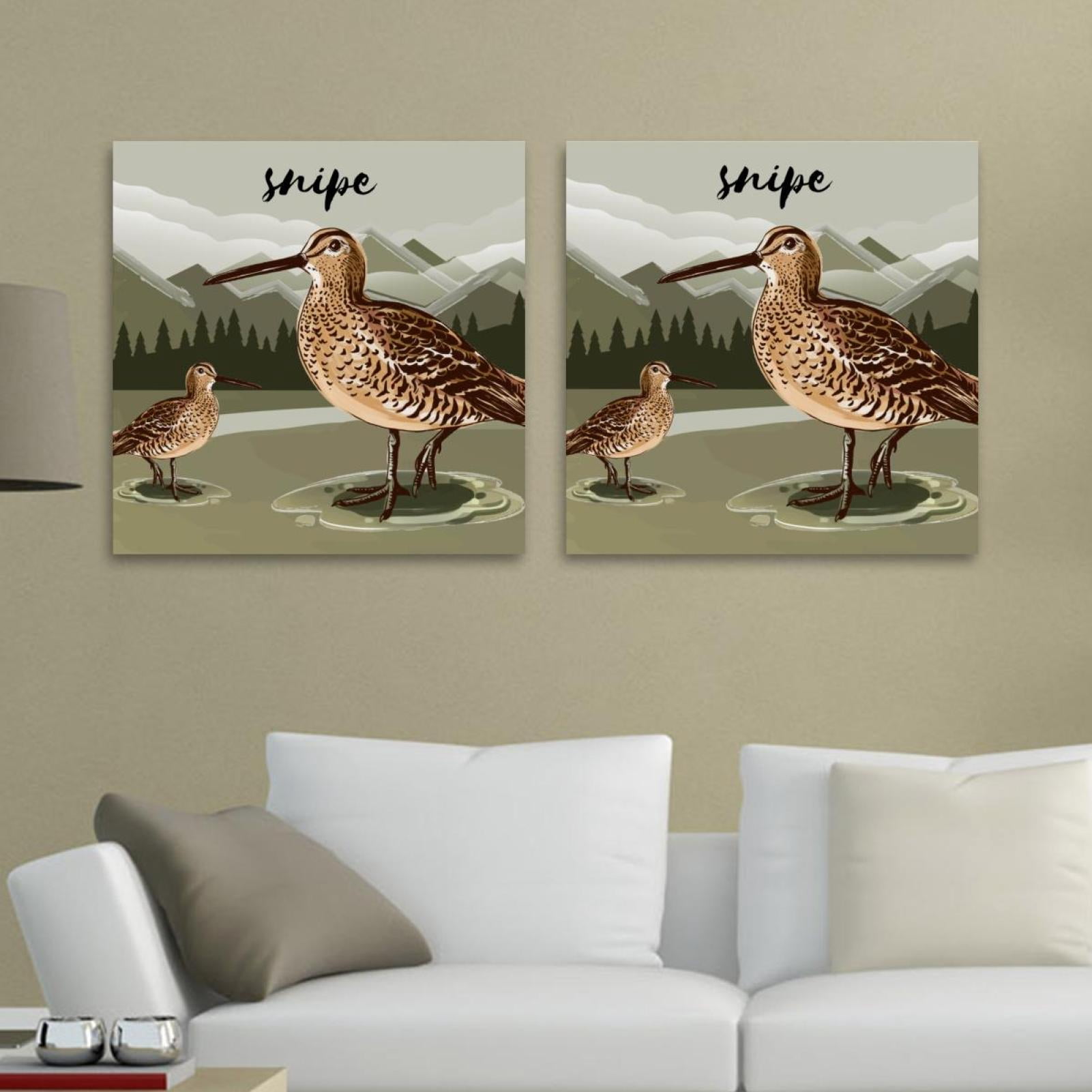 OWNSERIES Snipe Bird Pattern 2PC Canvas Wall Art Paintings for Living ...