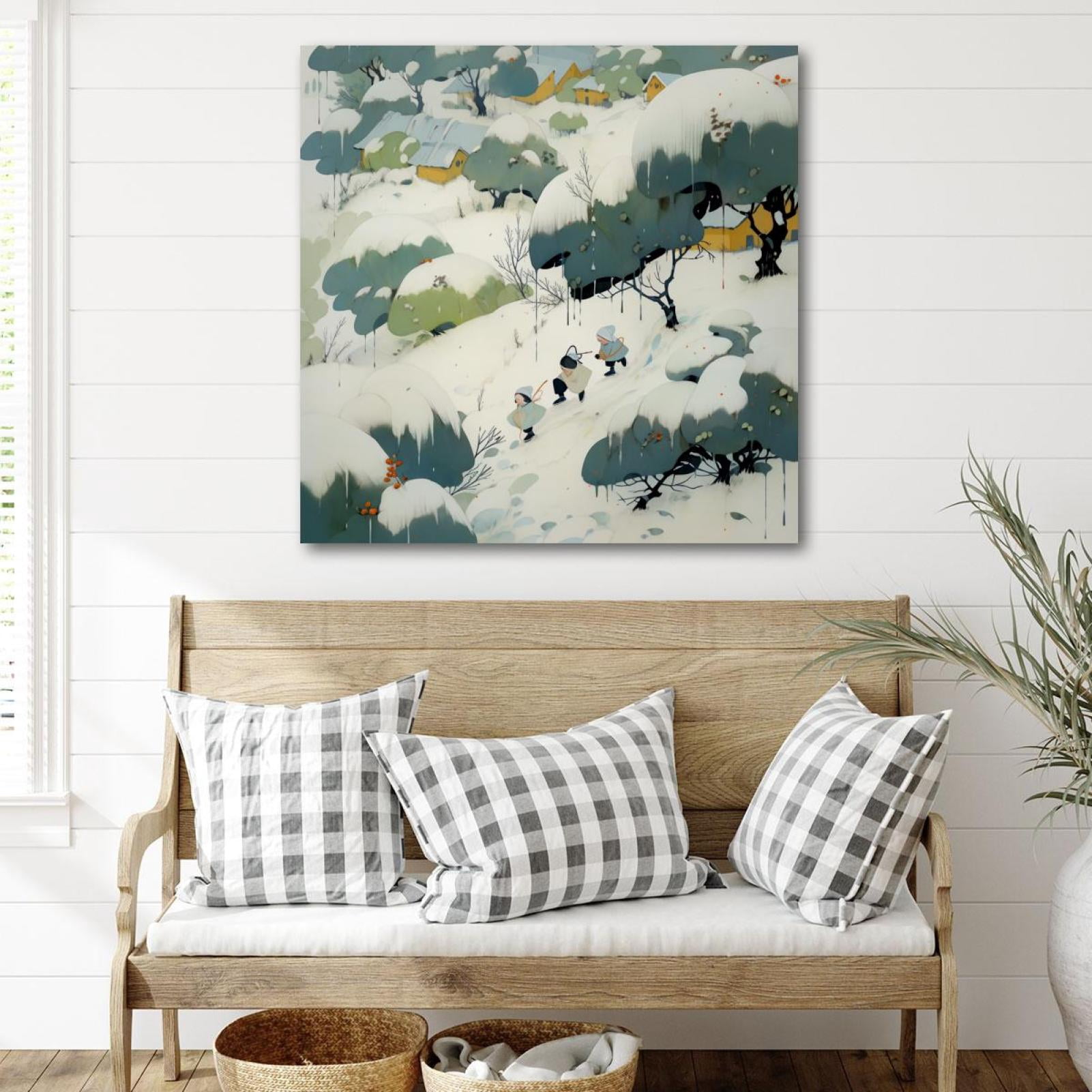 OWNSERIES Snow Activities Pattern Canvas Wall Art Paintings for Living ...