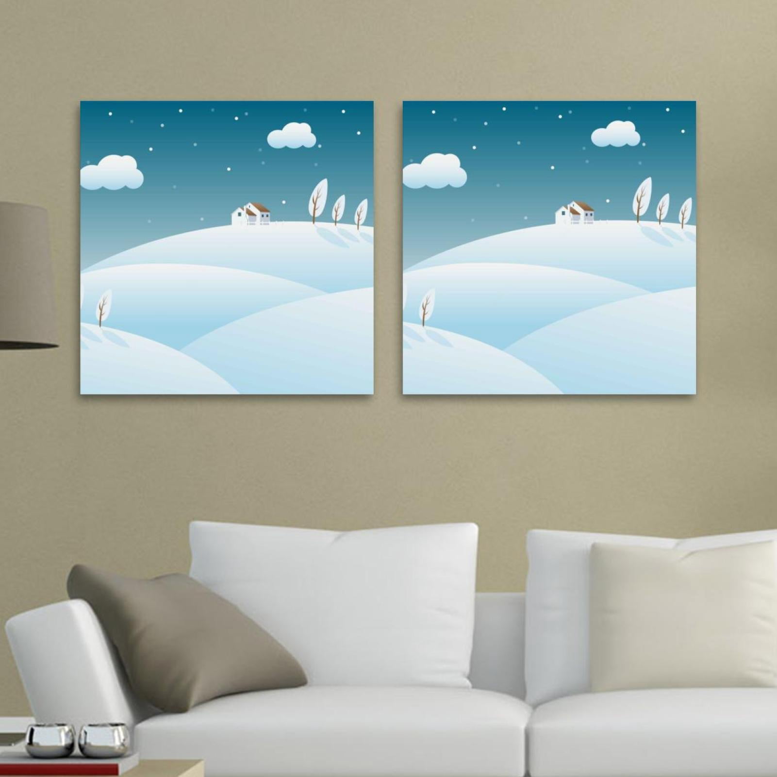 OWNSERIES Snow Covered Rolling Hills Print Pattern 2PC Canvas Wall Art ...
