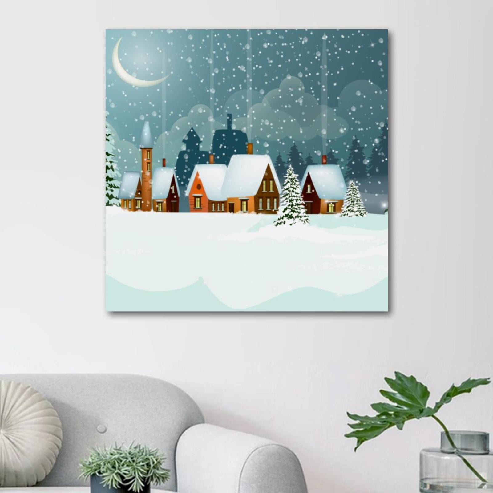 OWNSERIES Snowy Winter Landscape Pattern Canvas Wall Art Paintings for ...
