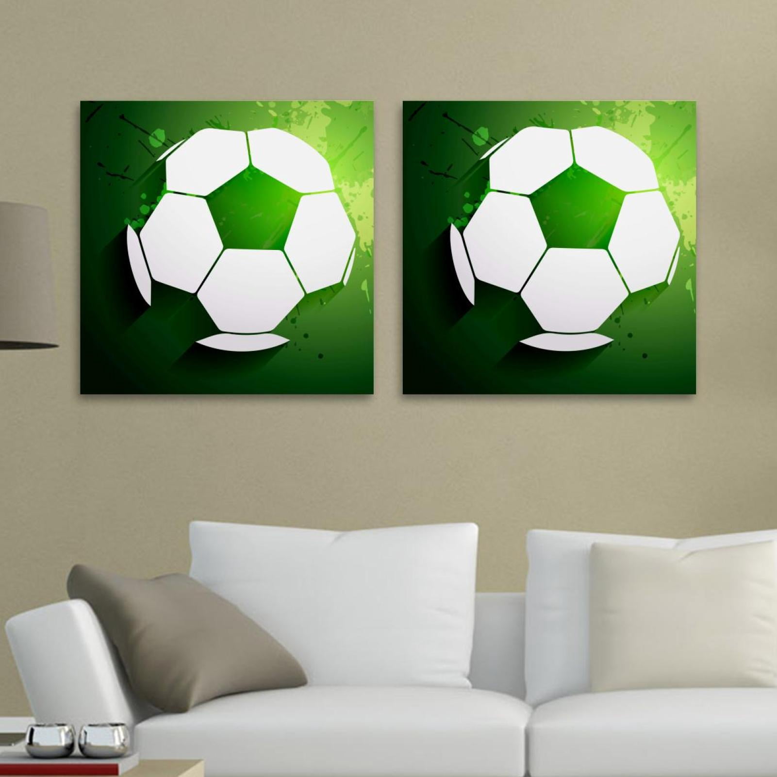 OWNSERIES Soccer Football Green Sport Pattern 2PC Canvas Wall Art ...