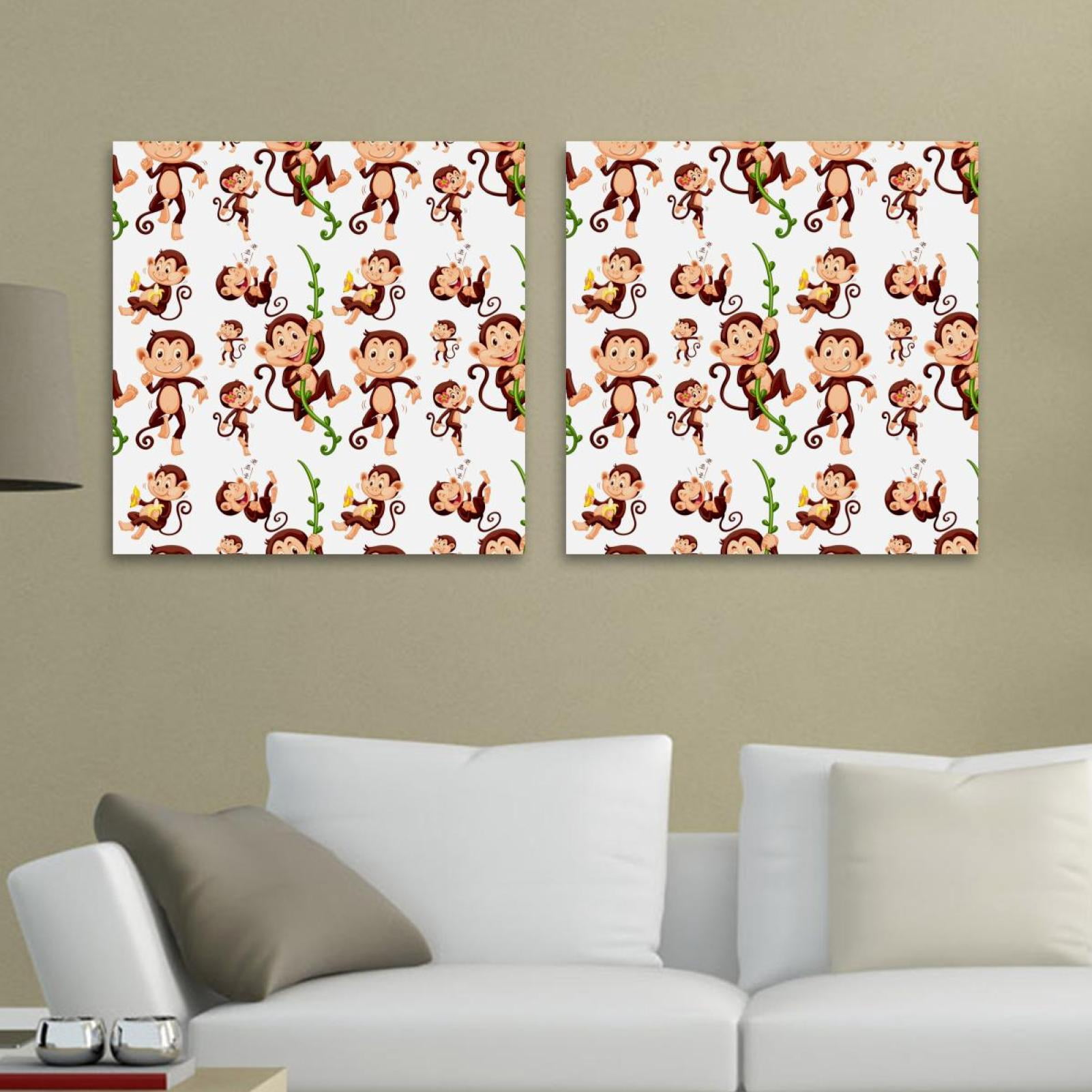 OWNSERIES Sock Monkeys Pattern 2PC Canvas Wall Art Paintings for Living ...