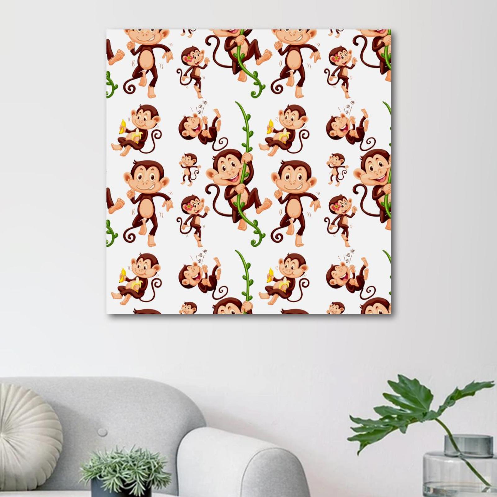 OWNSERIES Sock Monkeys Pattern Canvas Wall Art Paintings for Living ...
