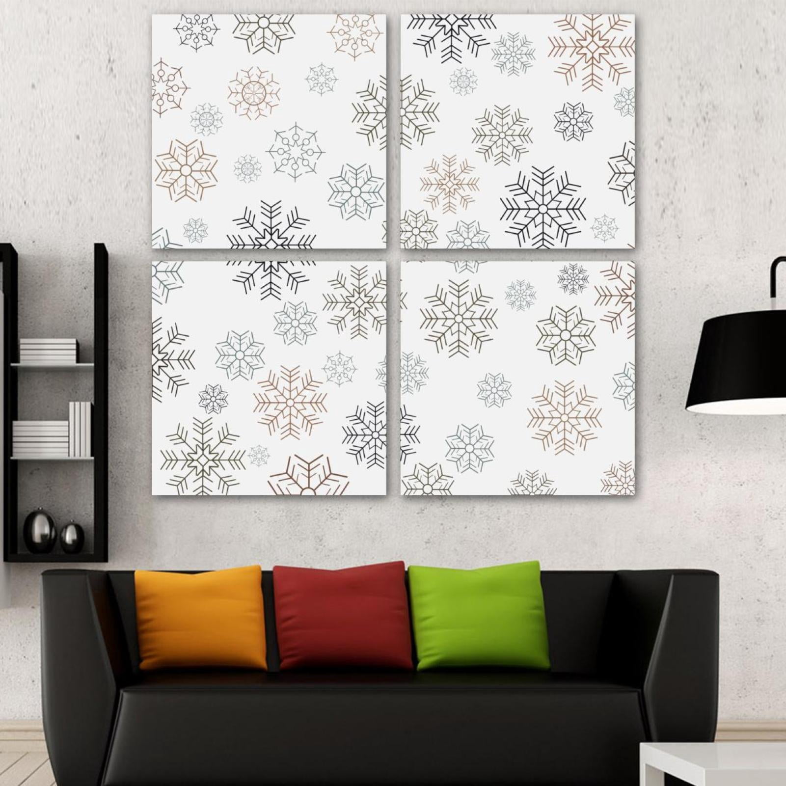 OWNSERIES Soft Snowflake Pattern 4PC Frameless Canvas Wall Art ...