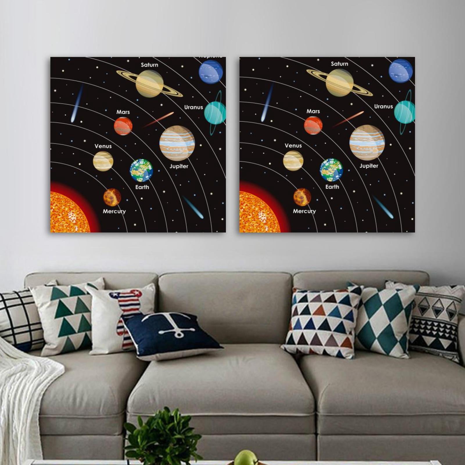 OWNSERIES Solar System Pattern 2PC Canvas Wall Art Paintings for Living ...