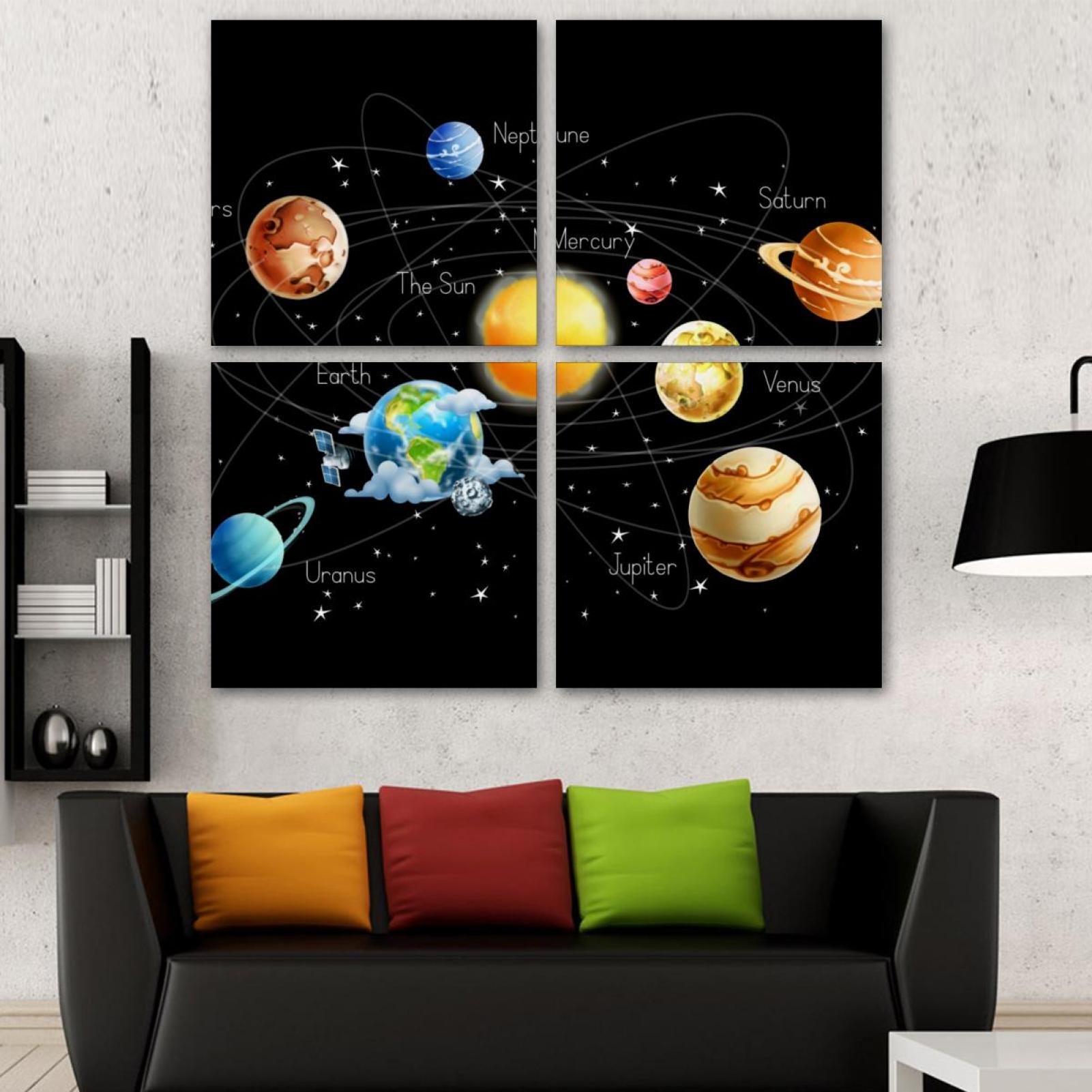 OWNSERIES Solar System Planet Pattern 4PC Frameless Canvas Wall Art ...