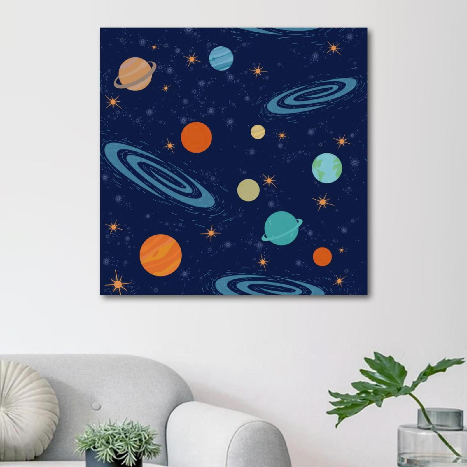 OWNSERIES Solar System Planets Stars Pattern Canvas Wall Art Paintings ...