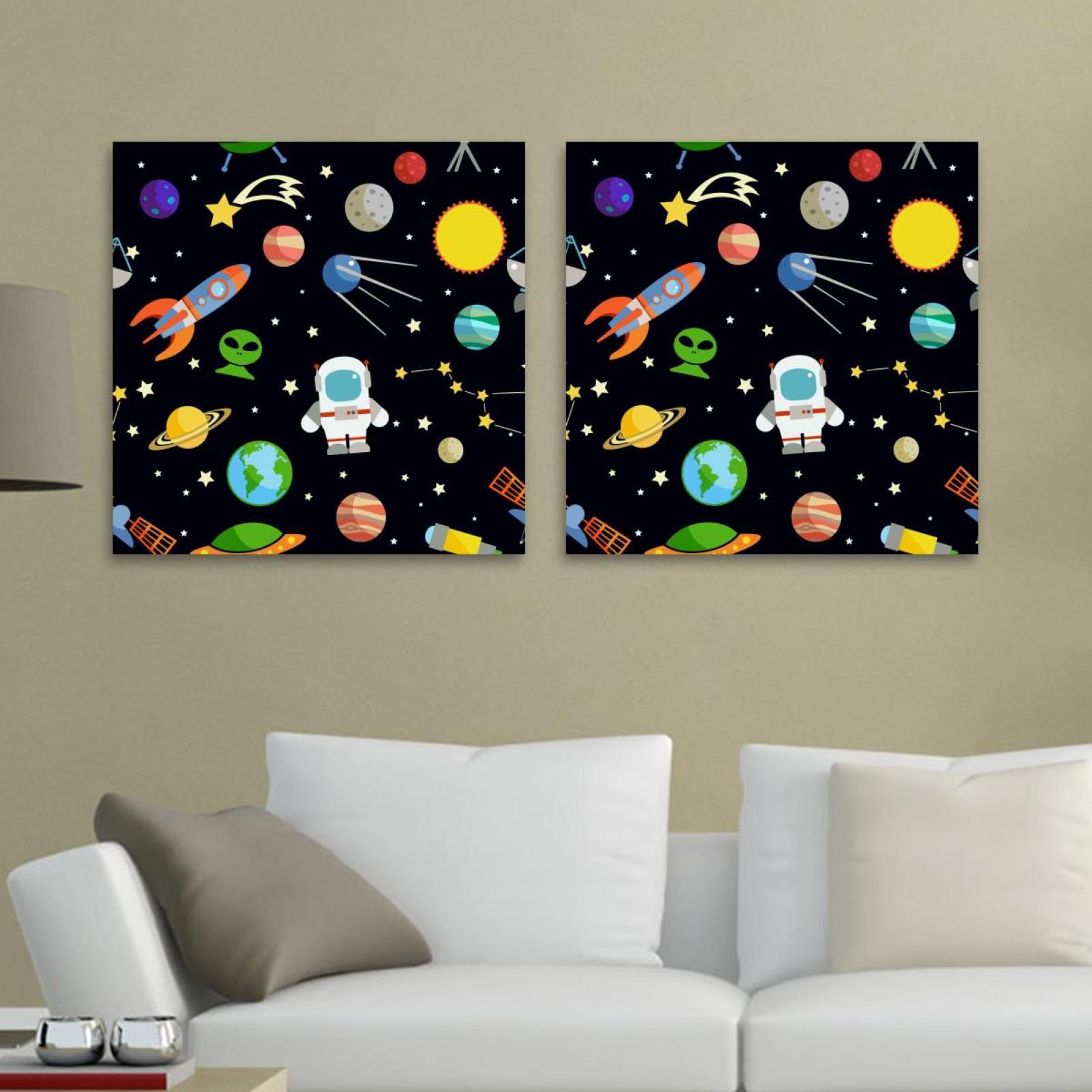 OWNSERIES Space Astronomy Decorative Pattern 2PC Canvas Wall Art ...
